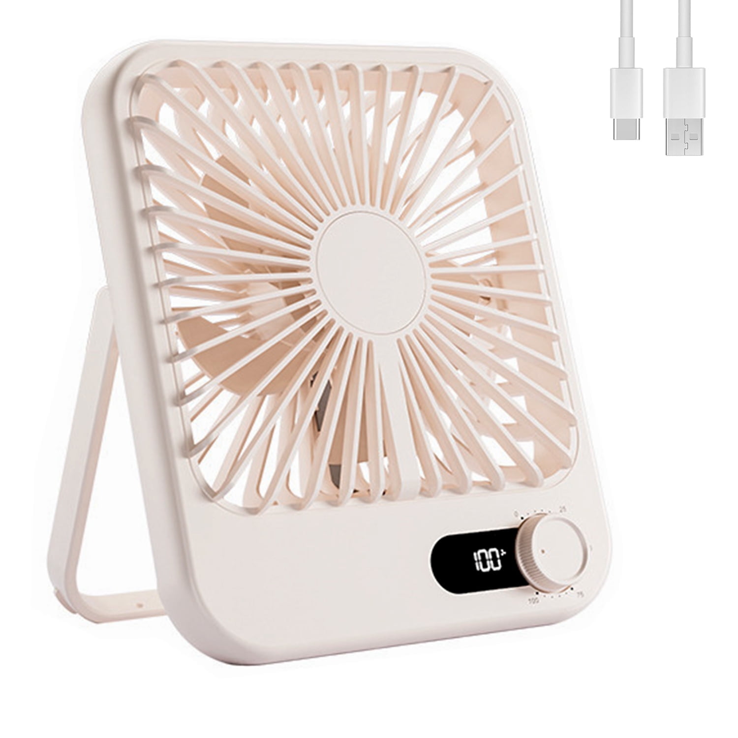 Foxlife USB Rechargeable Small Desk Fan, 100 Speeds, 5000mAh Battery ...