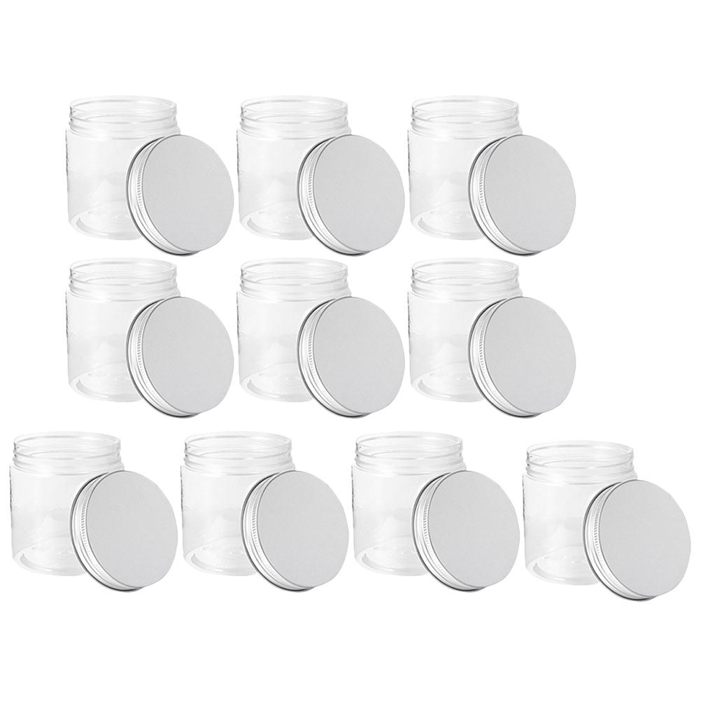 Foxnovo 10Pack 8 oz Small Plastic Jars with Lids, Wide Mouth Food ...