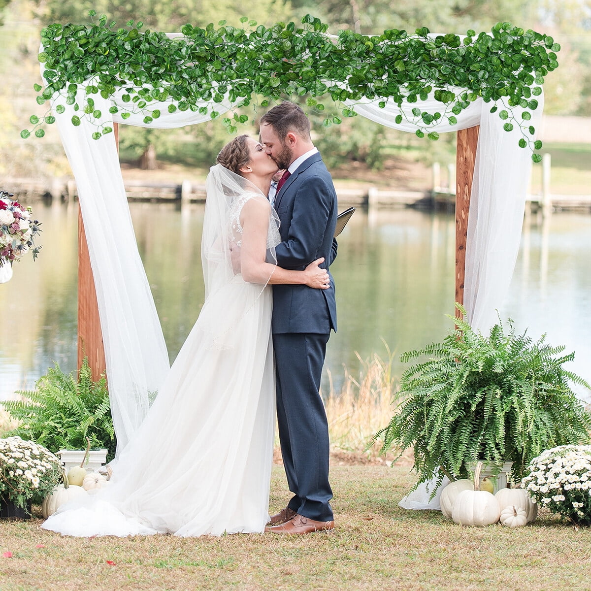 Foxnovo 18pcs Artificial Vines 50pcs Binding Ties Green Creeper Wreath ...