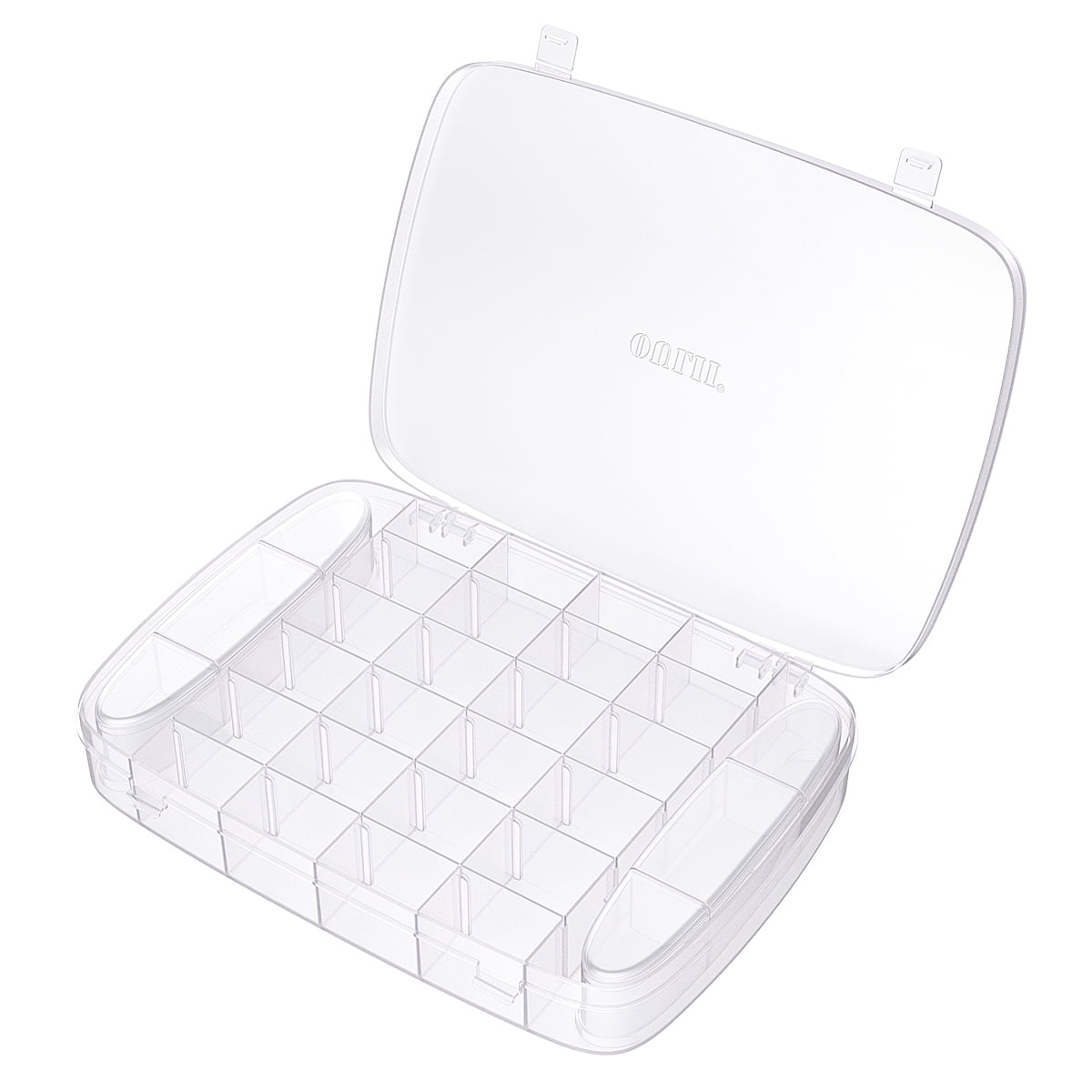Foxnovo 30-Grid Clear Plastic Adjustable Jewelry Organizer Box Storage ...