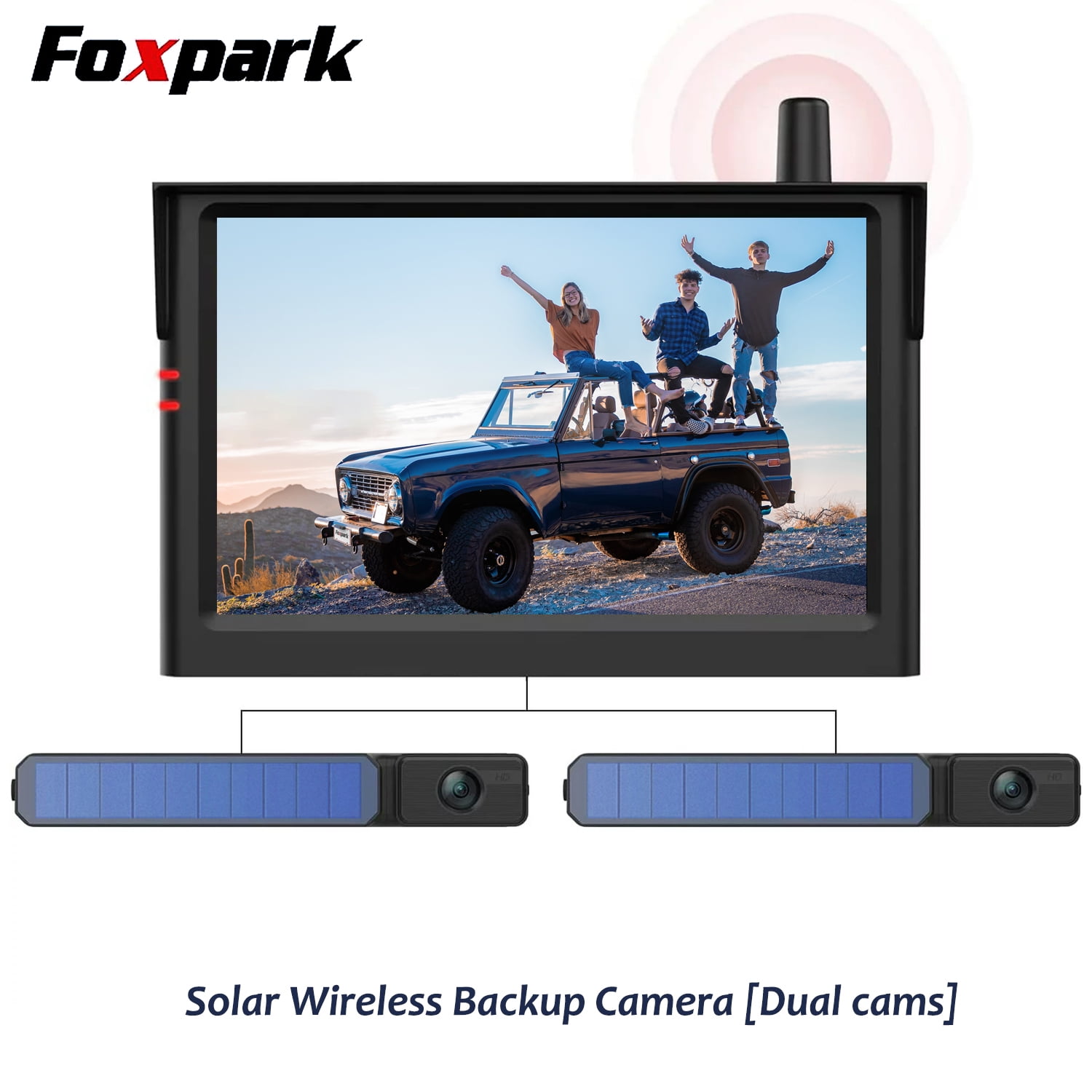 Foxpark Solar RV Backup Camera, 1080P Dual System for Campervans ...