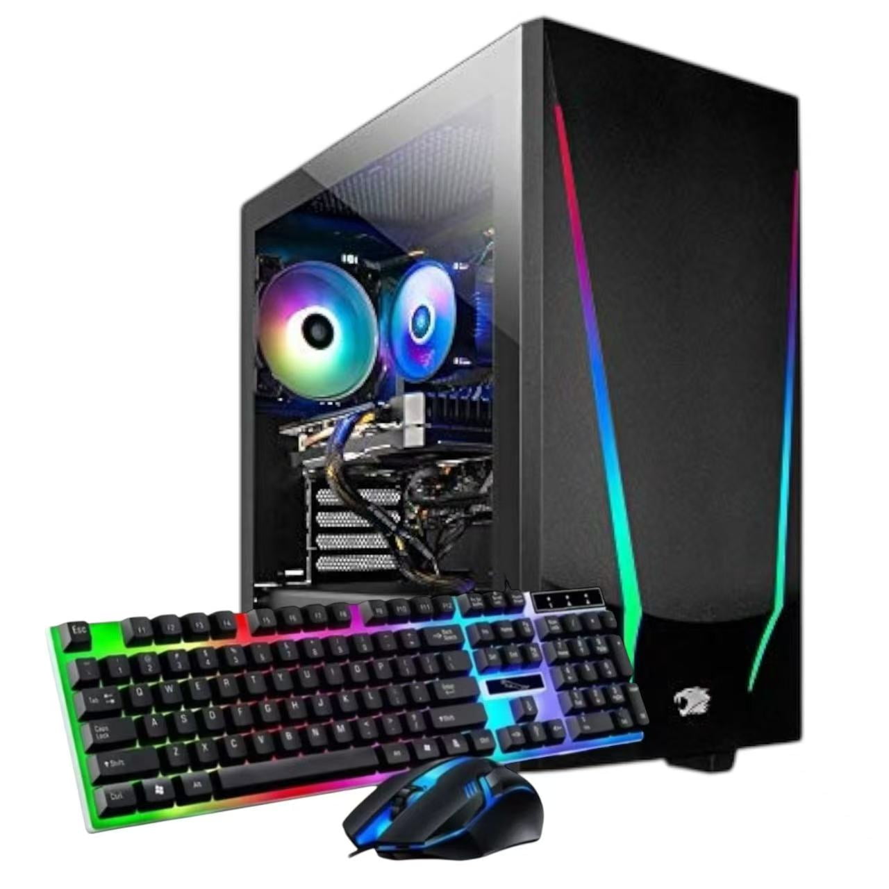 Foxtec Gaming PC Desktop, Intel Core i7 up to 3.9GHz, 16GB RAM, 512GB SSD, NVIDIA 2GB GPU, WiFi ...
