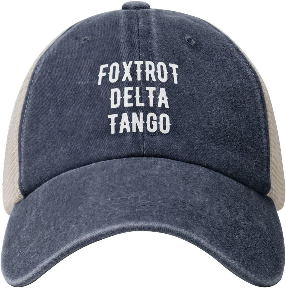 Foxtrot Delta Tango Hat Adjustable Mesh Baseball Cap Snapback Retro Washed Truck Cap Dad Sun ...