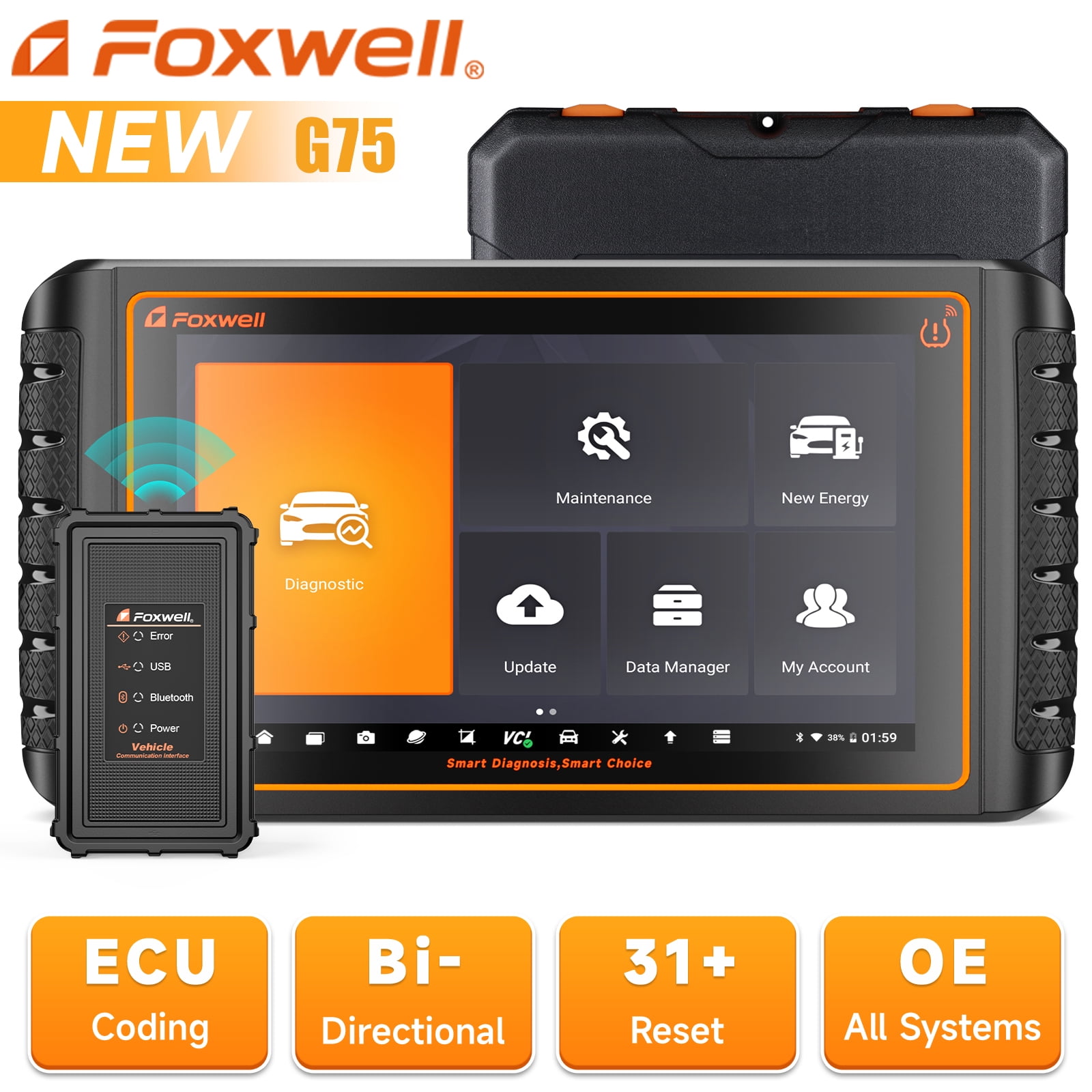 Foxwell GT75 Advanced Automotive Bi-directional Diagnostic Scan Tool ...