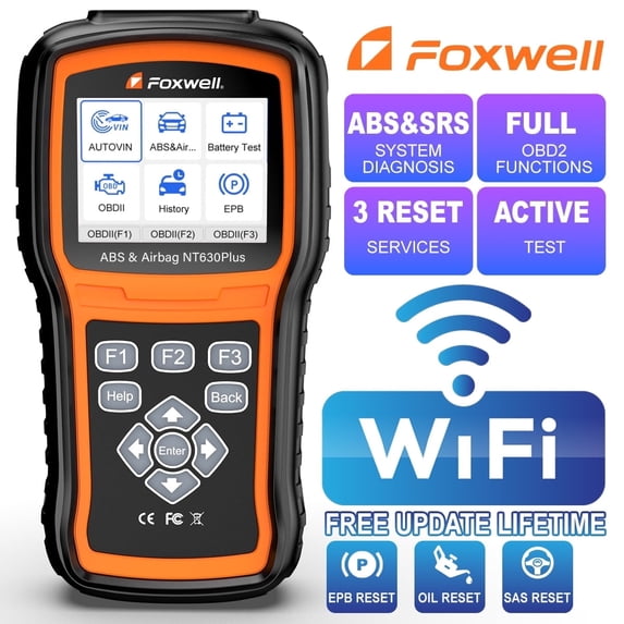 Foxwell, OBD2 Scanner, NT630 Plus, Bi-directional ABS SRS Diagnosis ...