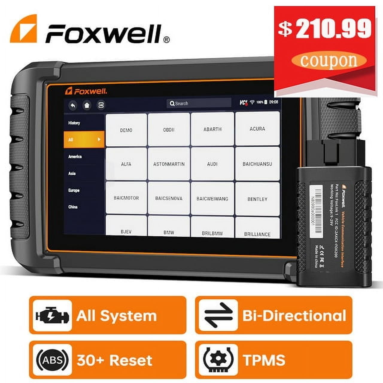 Foxwell NT809TS TPMS Relearn Reset Tool Bi-directional Control Scan Tool OBD2 Automotive Scanner ...
