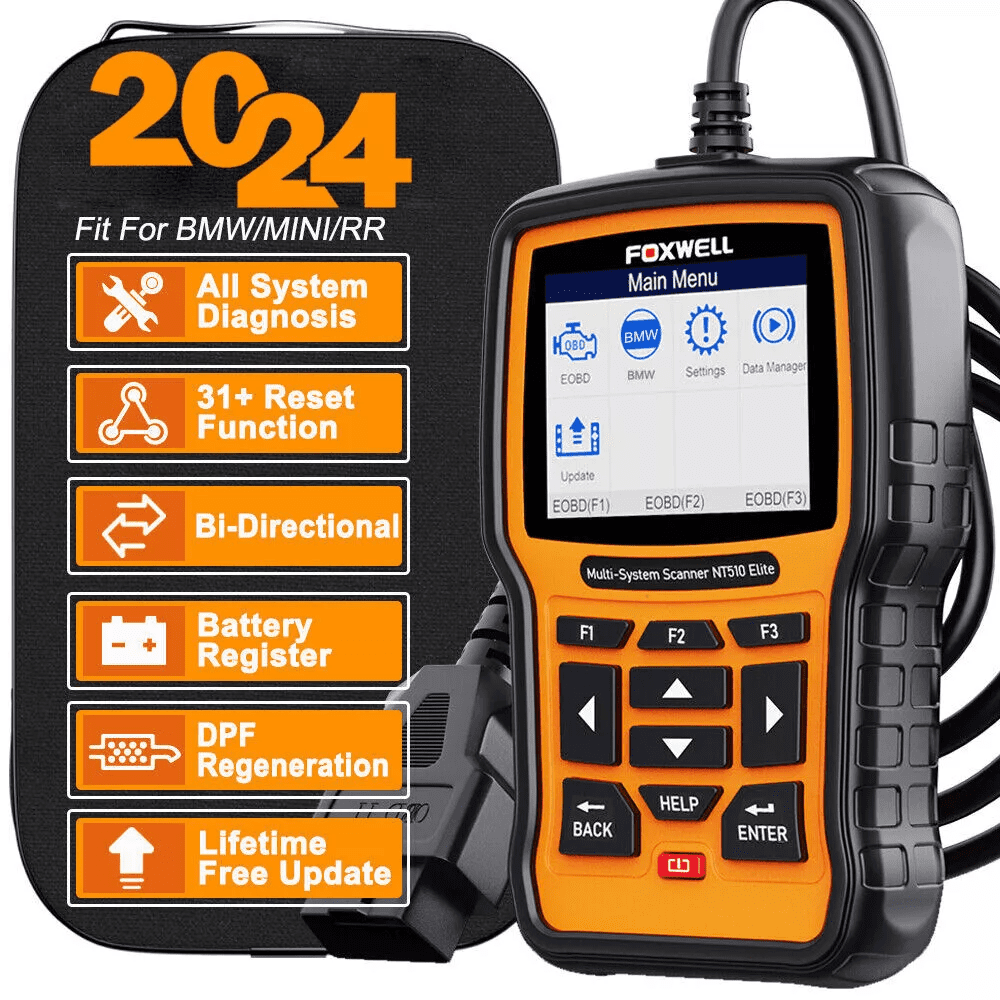 Foxwell NT510 Elite OBD2 Scanner: Auto Full Scan, Vehicle Reset, Bi ...