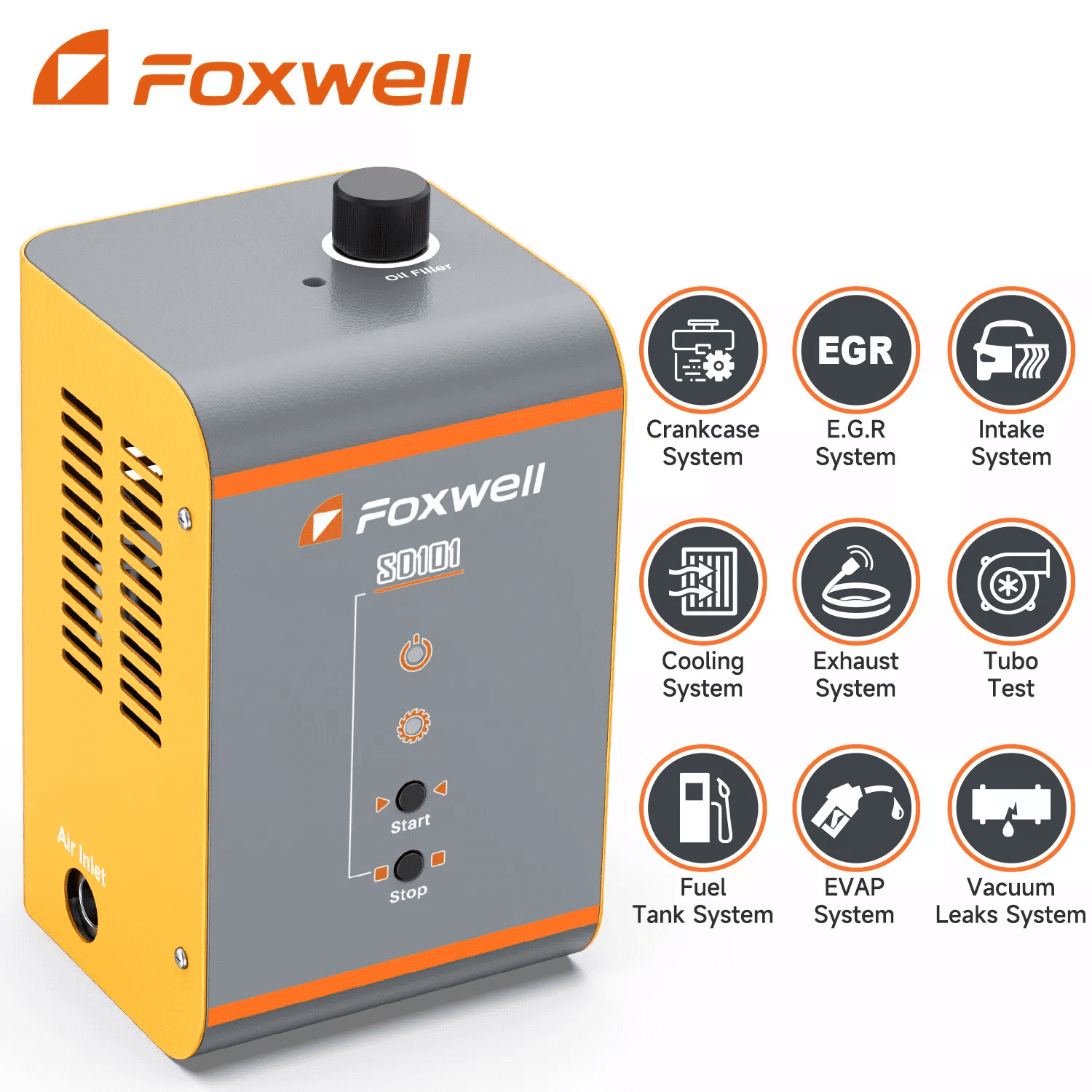 Foxwell SD101 Automotive Smoke Machine Car Smoke Leak Detector EVAP ...