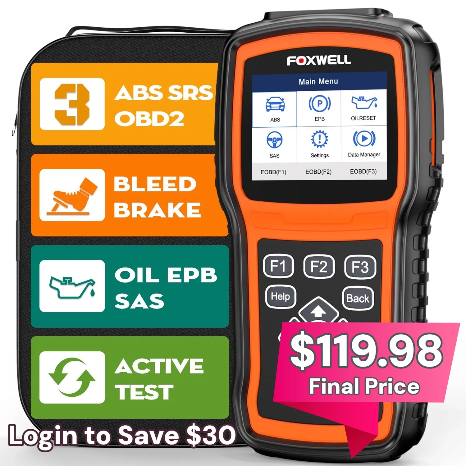 Foxwell Scanner Diagnostic for ABS SRS Engine, ABS Bleeding SRS SAS ...