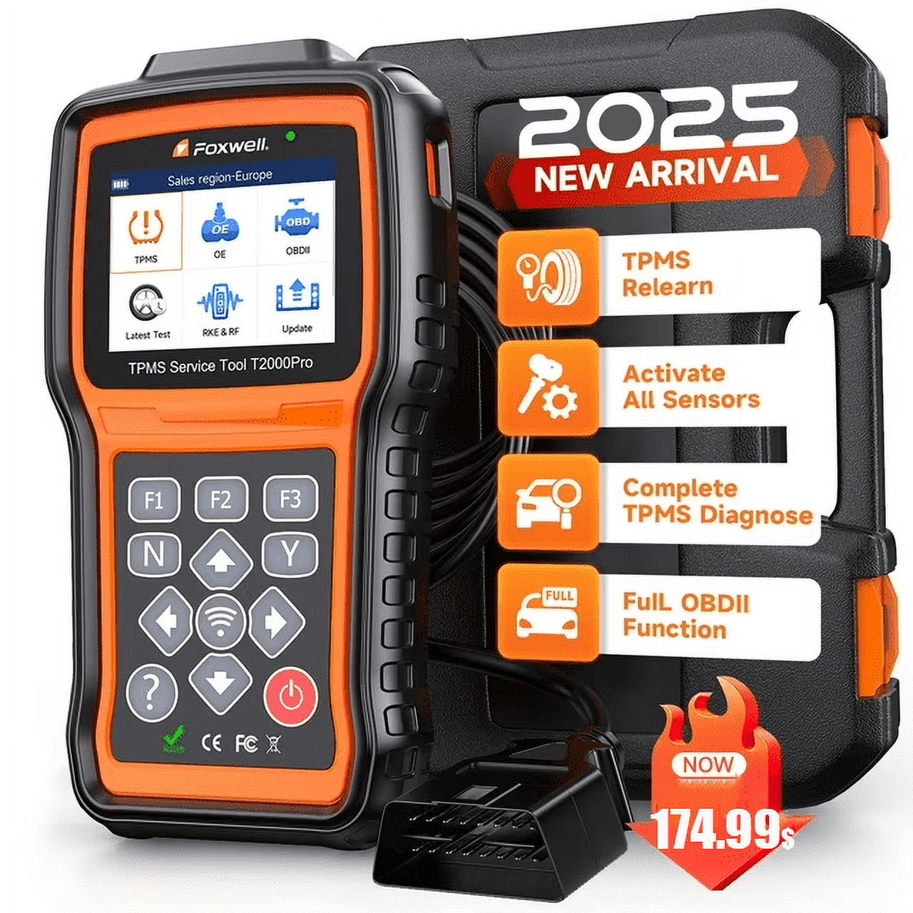 Foxwell T2000 PRO Automotive TPMS Sensors Activate Relearn Program-ming Scan Tool, Car Tire ...