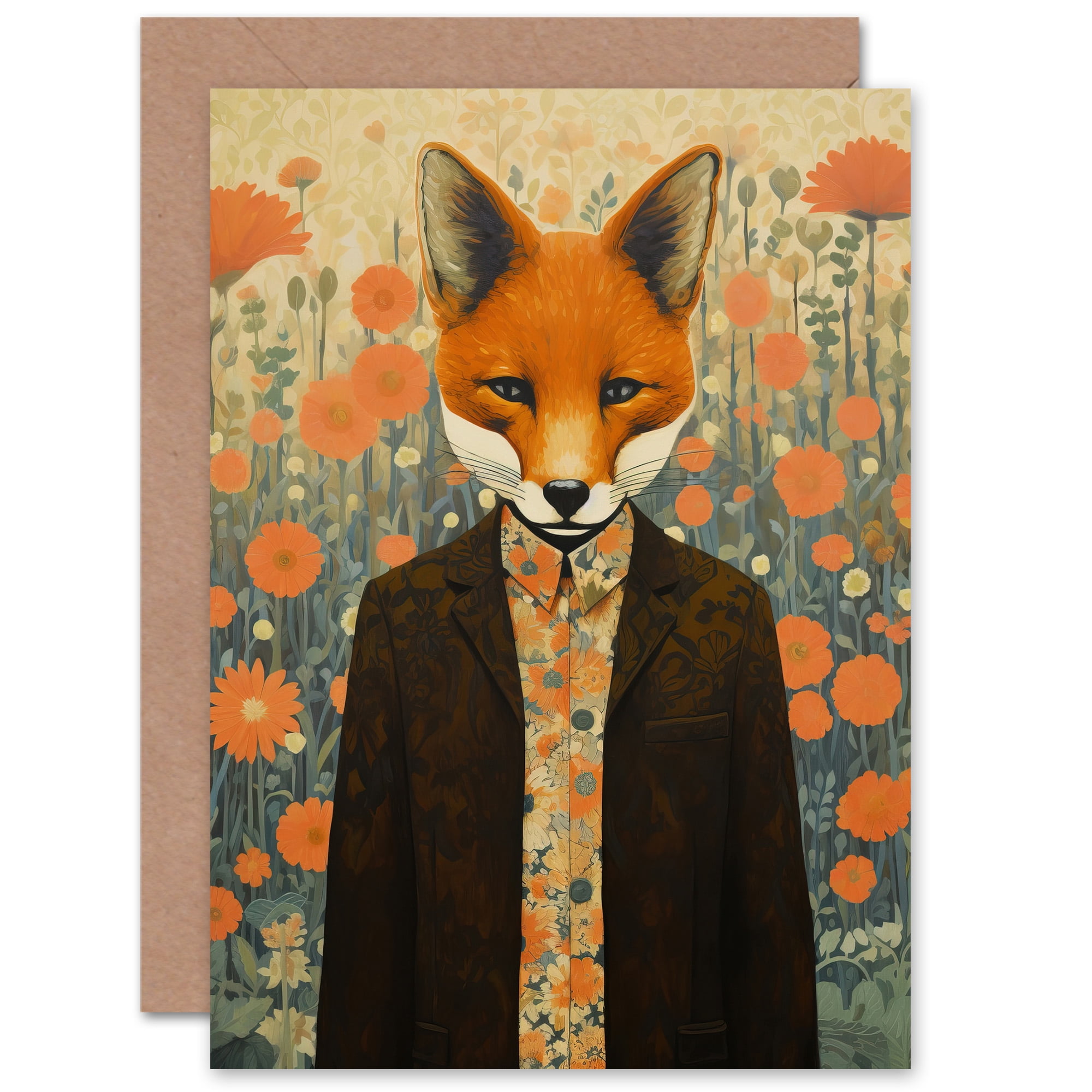 Foxy Dresser Fox in Suit Floral Autumn for Him or Her Man Woman ...