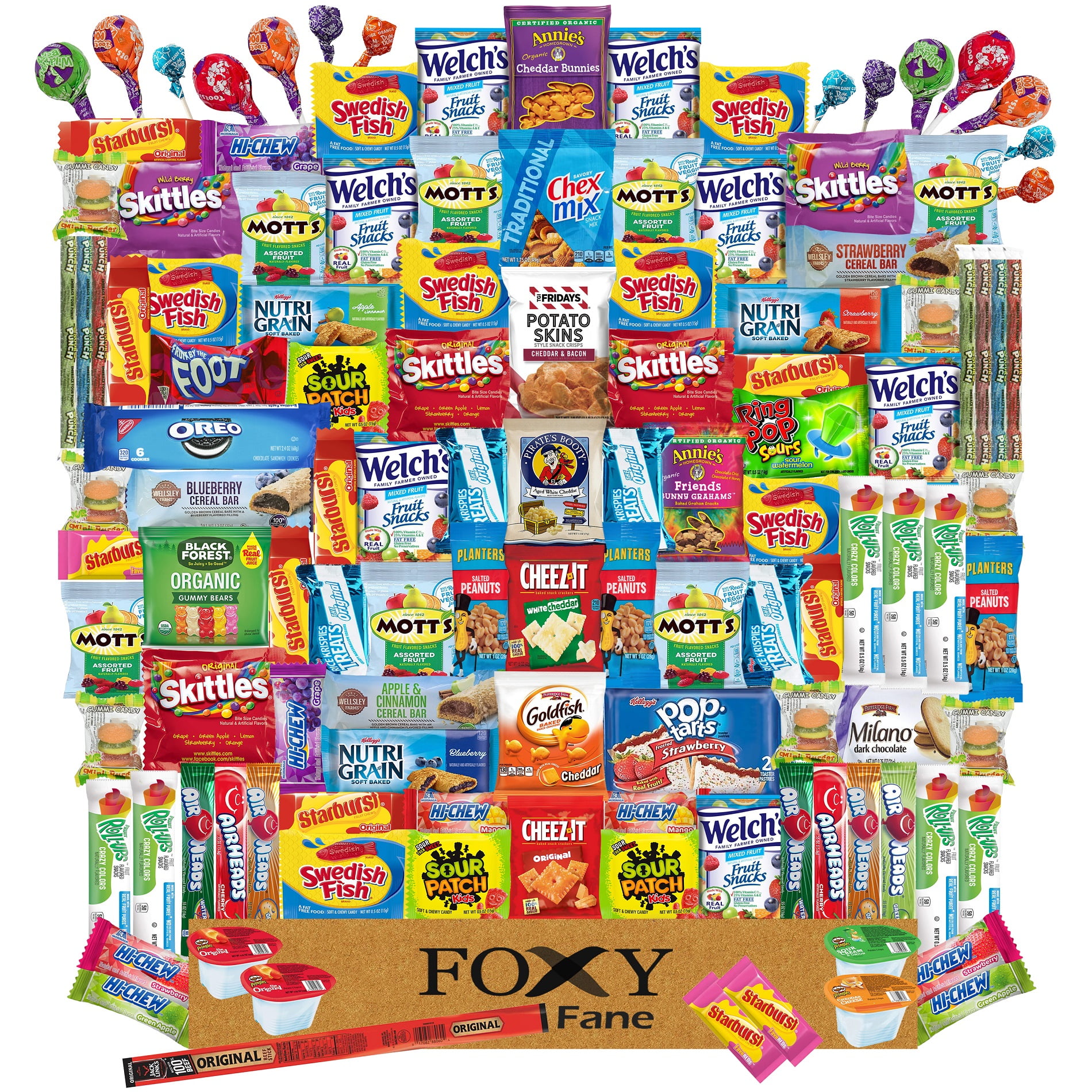 Foxy Fane Deluxe Snack Box, 120 Count Variety Care Package, Crackers ...