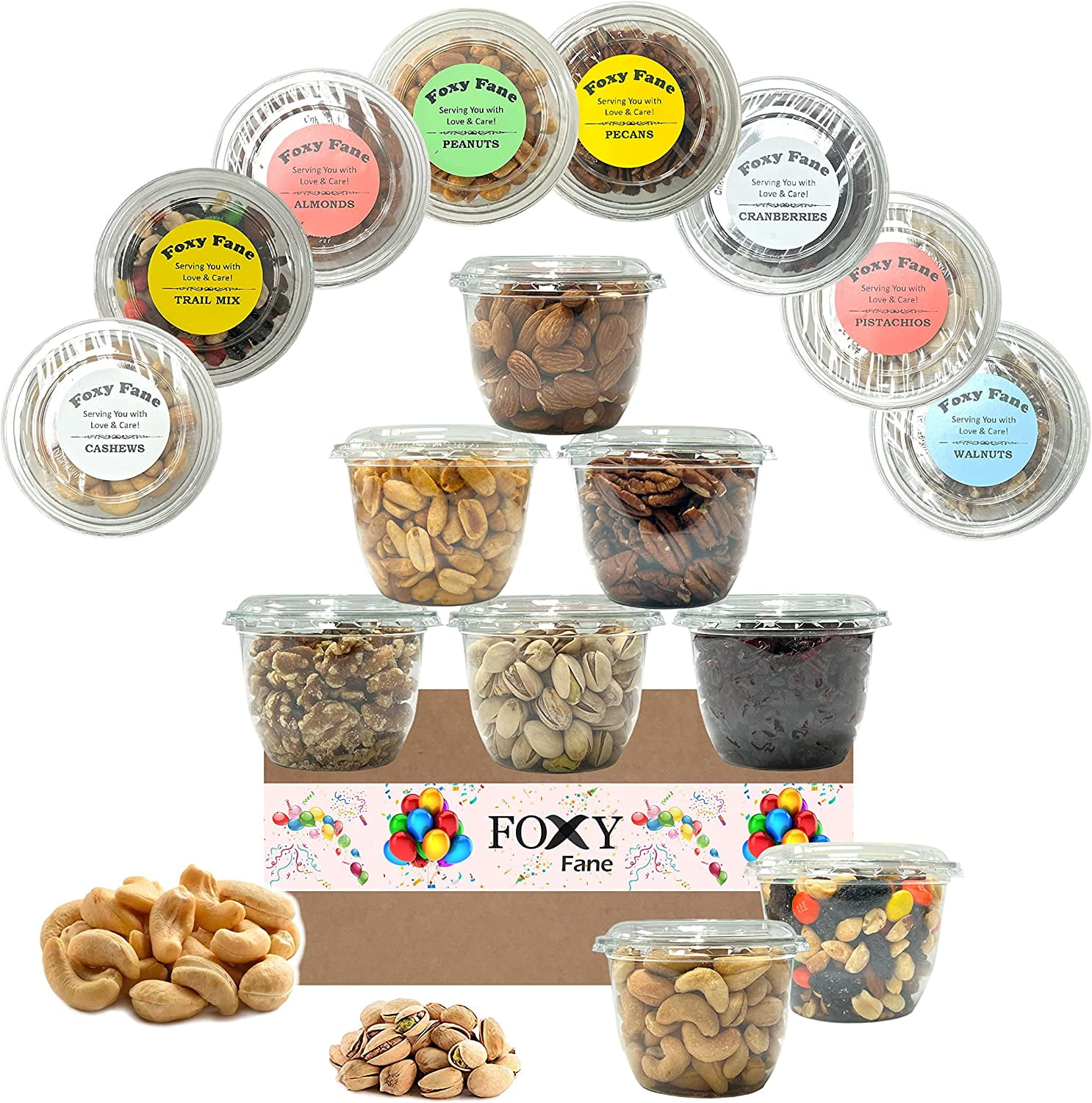 Foxy Fane 8 Pack Healthy Nuts and Dried Fruit Snack Box - Premium Gift ...