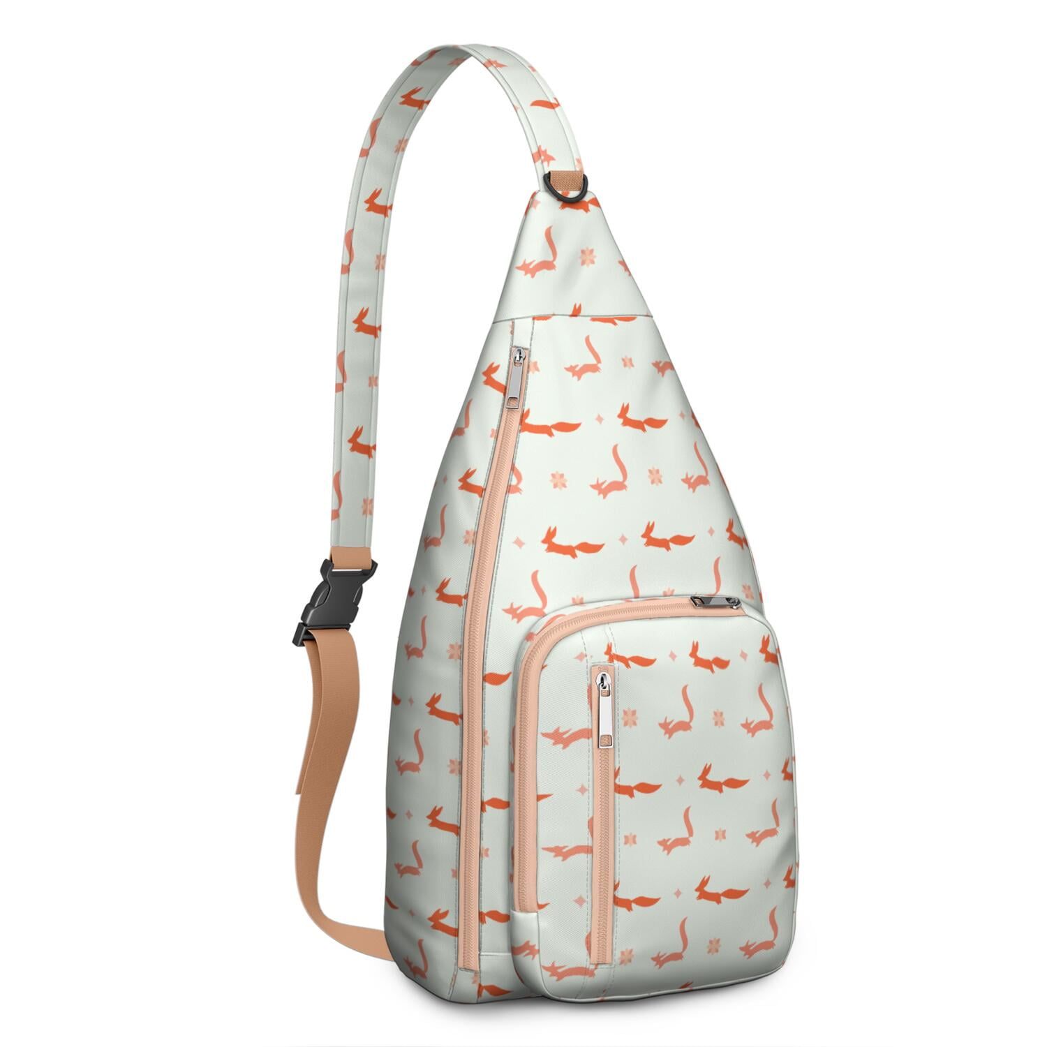 Foxy Floral Forest Chest Bag - Artistic Fox & Tree Pattern Sling ...