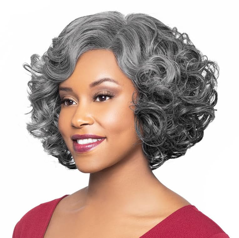 Foxy Silver Wigs Lori Wig Color 1B - 8" Short Full Curly Fusion Heat ...
