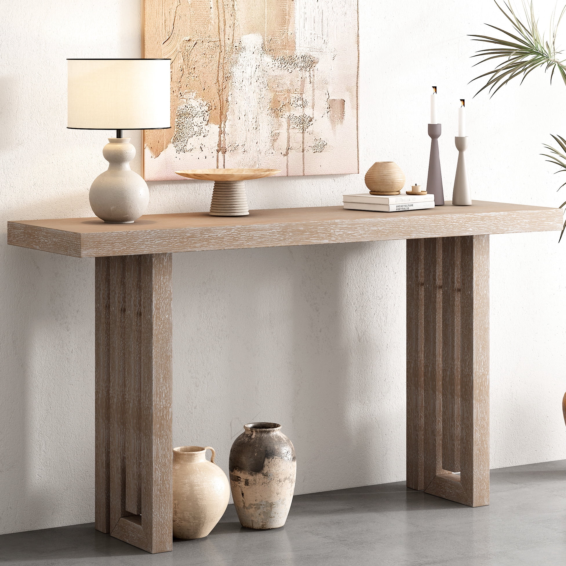 Foyer Display Console - Oak Veneer Robustness Spacious Table With ...
