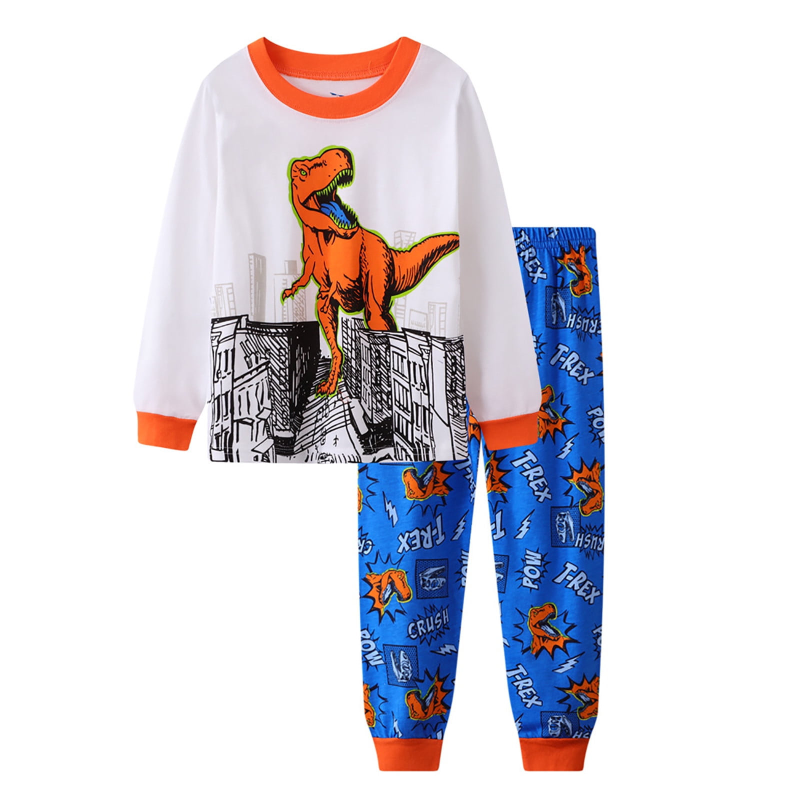 Fozruso Boys Outfit Sets Toddler Baby Boys Girls Pajamas Kids 2 Piece Pj's Long Sleeve Cartoon ...