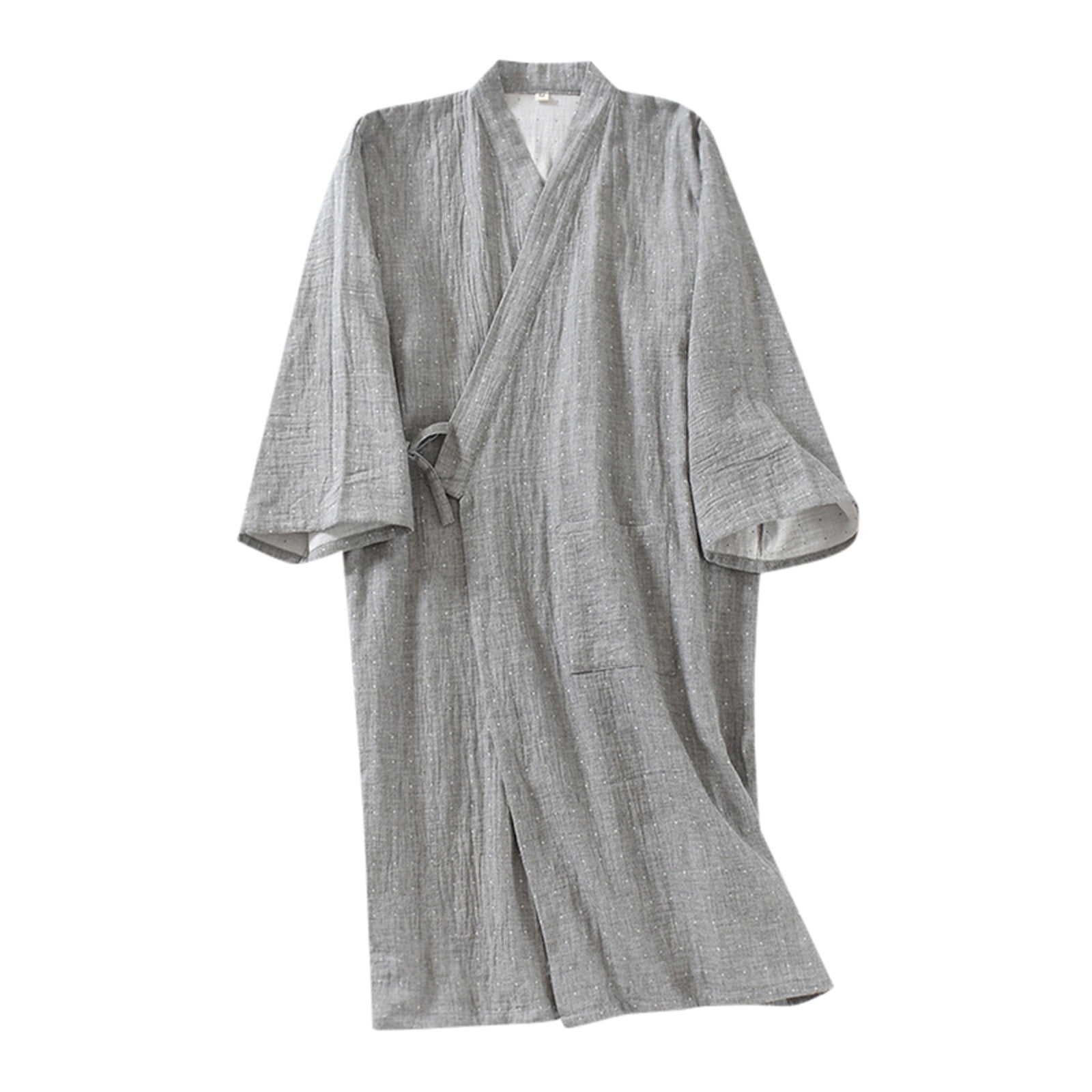 Fozruso Cotton Color Woven Japanese Kimono Robe Men's Thin Sweat Robe ...