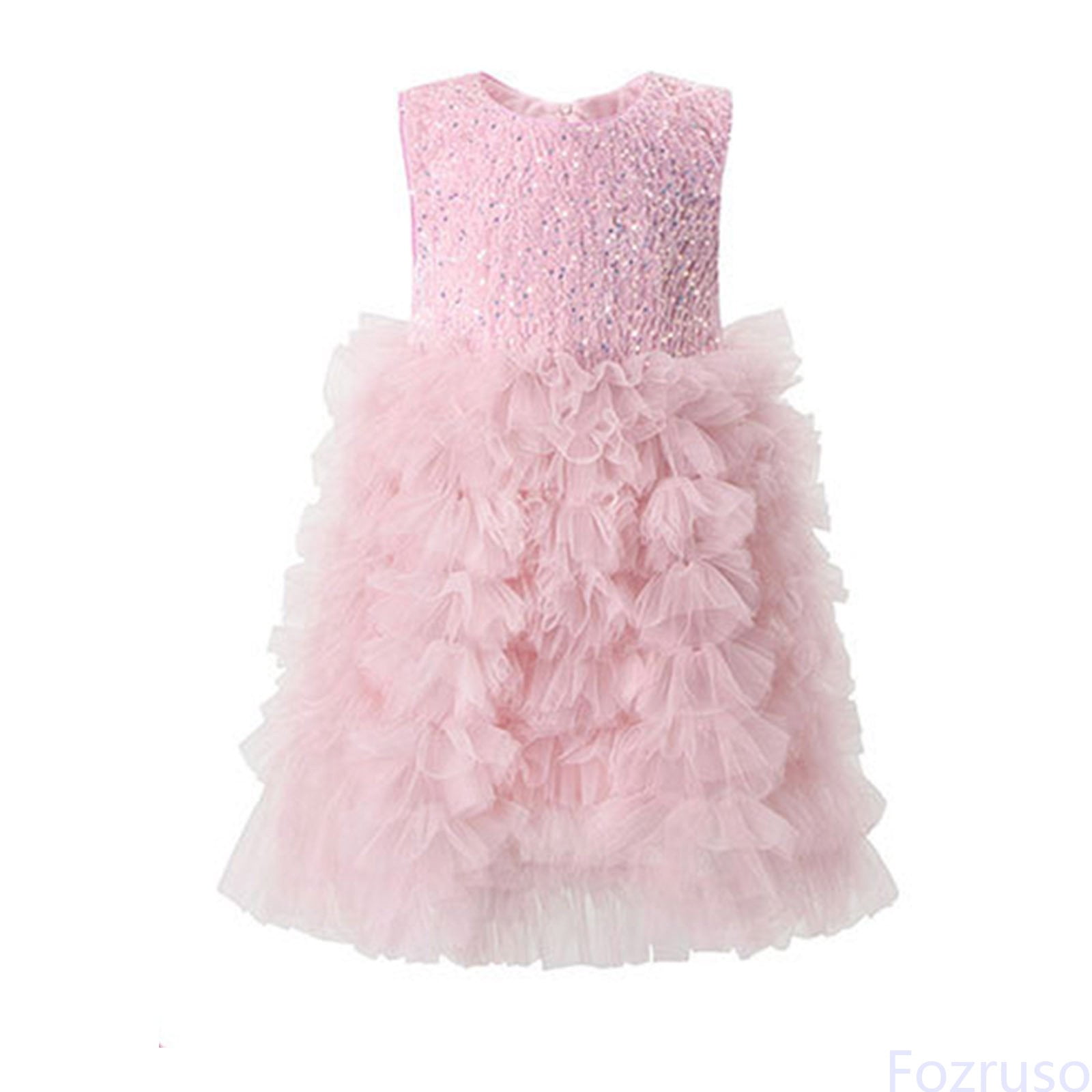 Fozruso Cute Girls Dresses Girls' Woolen Sequined Children's Cake Dress ...