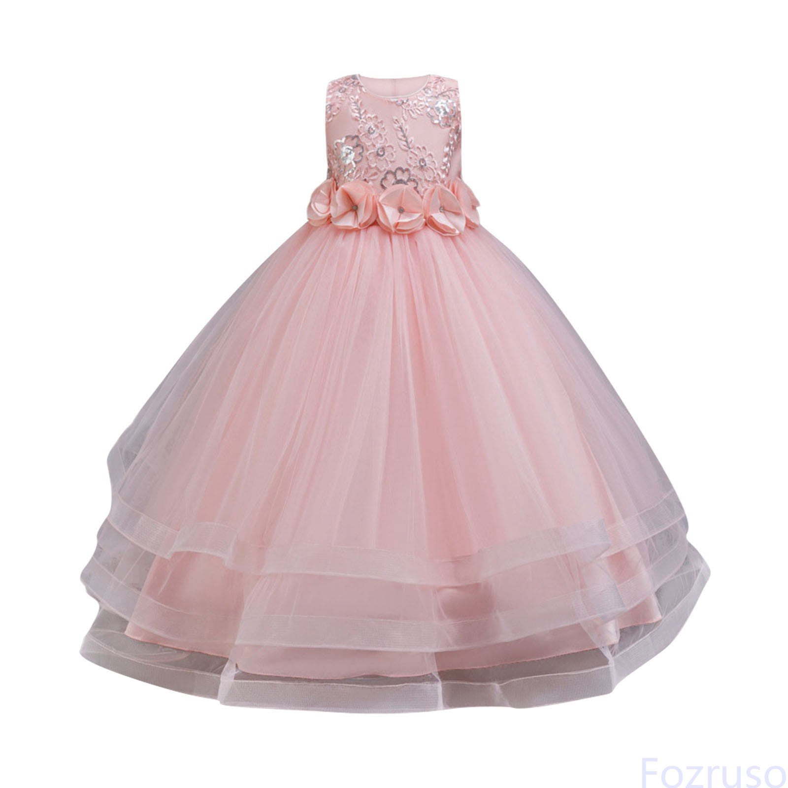 Fozruso Dress for Girls Girls Girl Dress Sleeveless Embroidery Floral ...