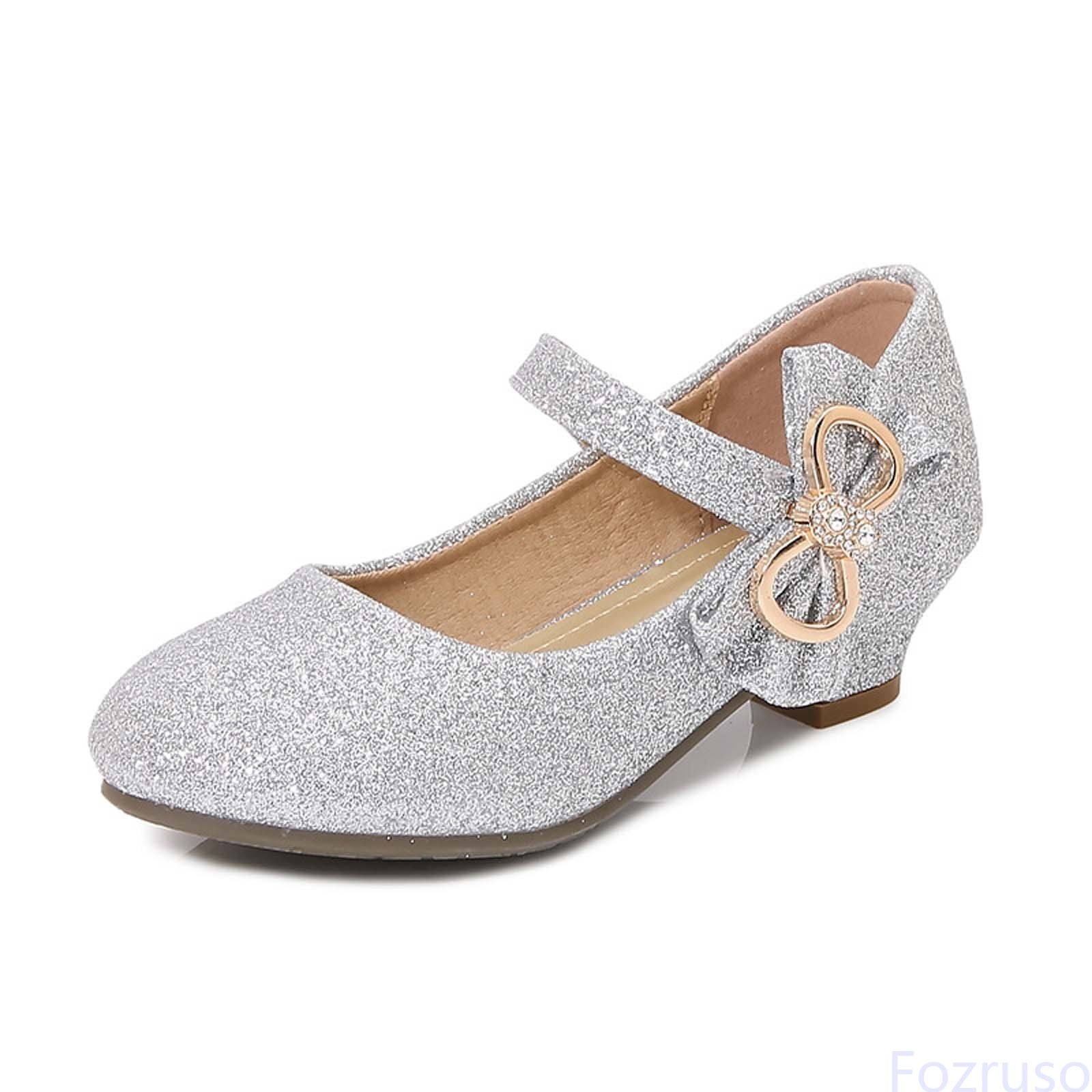 Fozruso Elegant Girls Flat Shoes With Glitter Bow And Dressy Low Heel ...