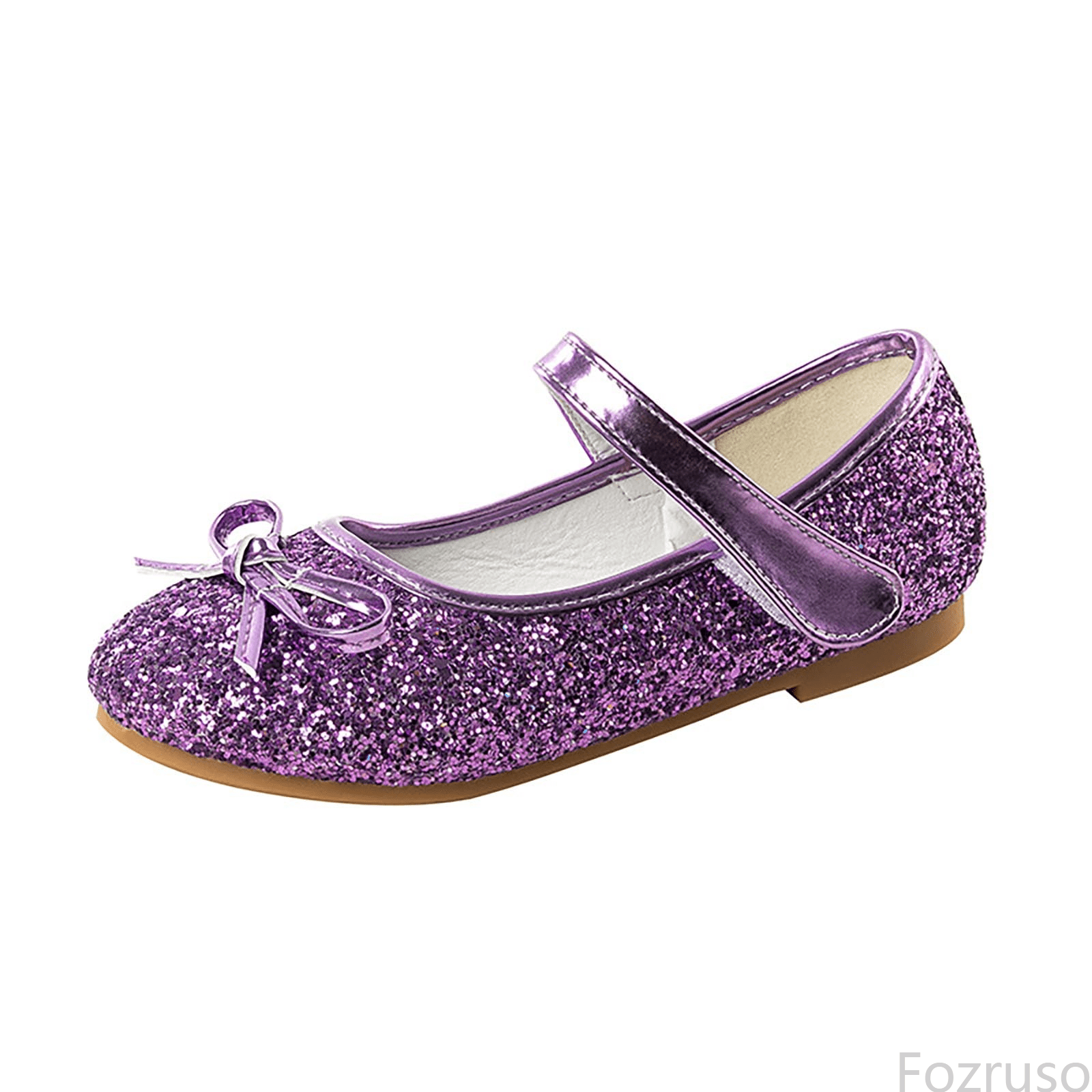 Fozruso Girls' Bow Sneakers With Closure Sequined Flat Shoes For Dance ...