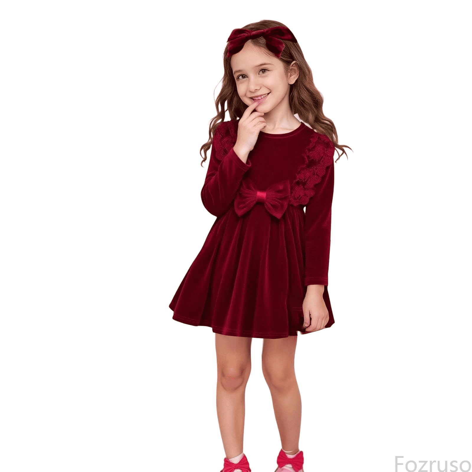 Fozruso Girls Floral Dress Toddler Girls Long Sleeve Dresses Bowknot ...