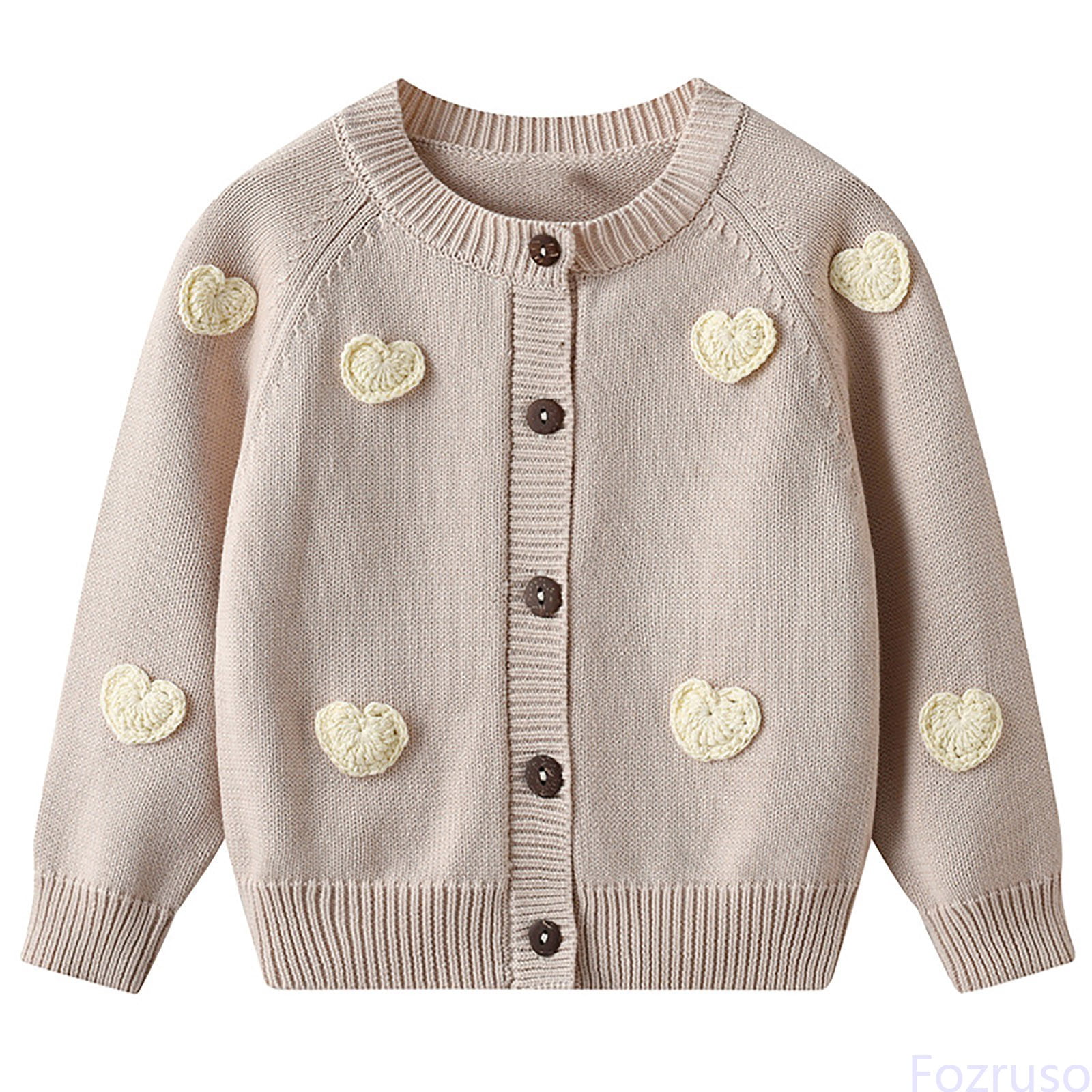 Fozruso Girls Knit Cardigan Sweater Handmade Heart Design Casual Spring ...