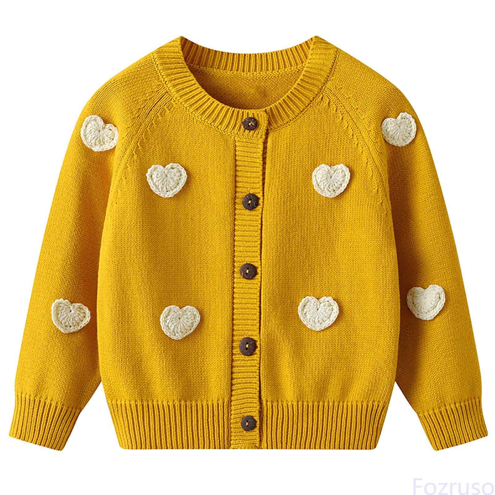 Fozruso Girls Knit Cardigan Sweater Handmade Heart Design Casual Spring ...