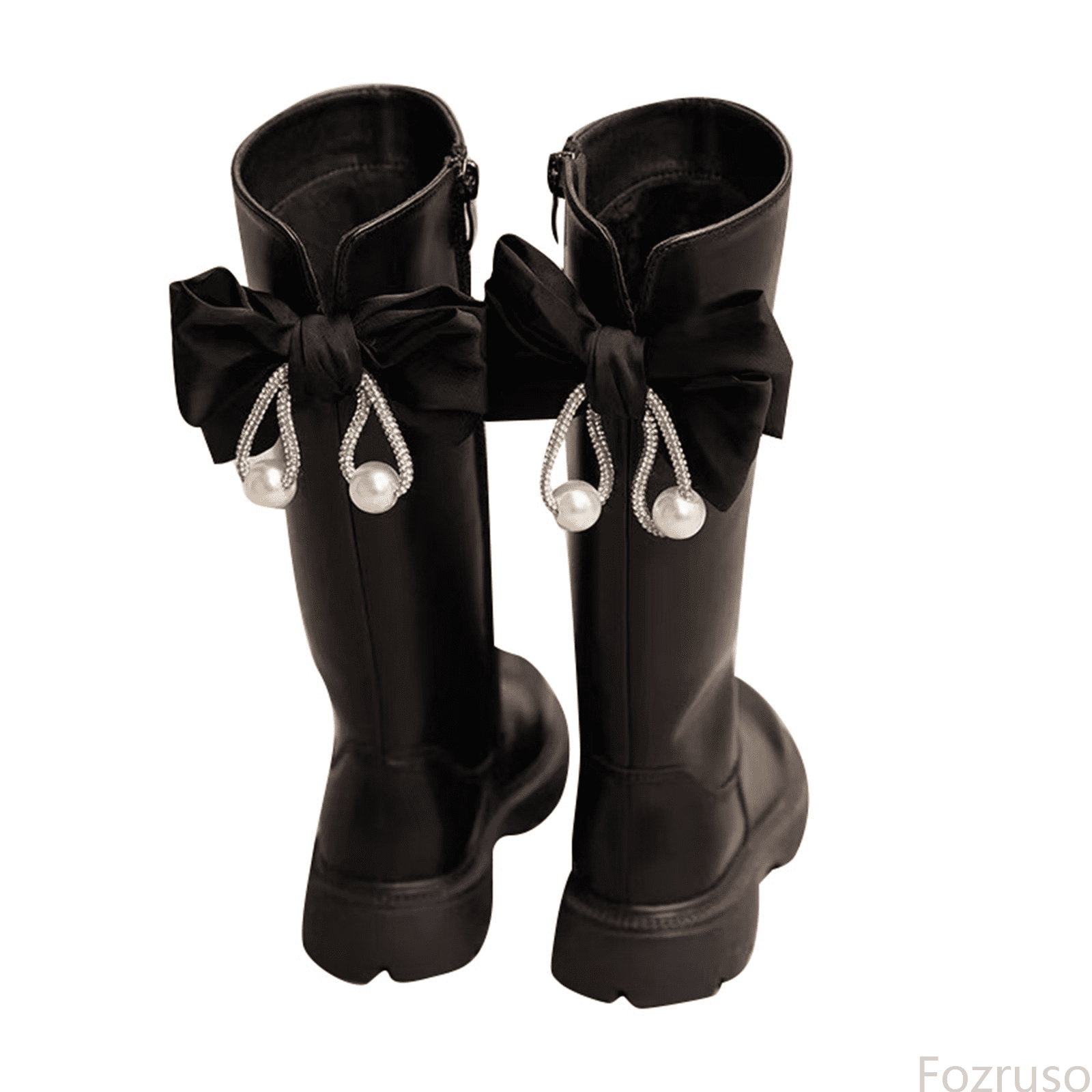 Fozruso Girls Long Boots Classic British Design With Bow Detail Soft ...