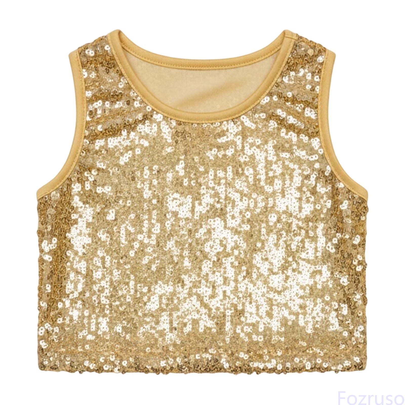 Fozruso Girls Performance Vest Stretch Sequin Tank Top For Holiday ...