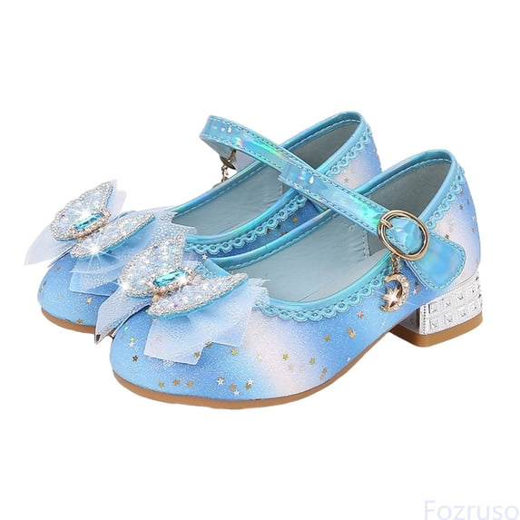 Fozruso Girls Sandals Closed Toe Heels Wedding Party Shoes Sequins Bow ...