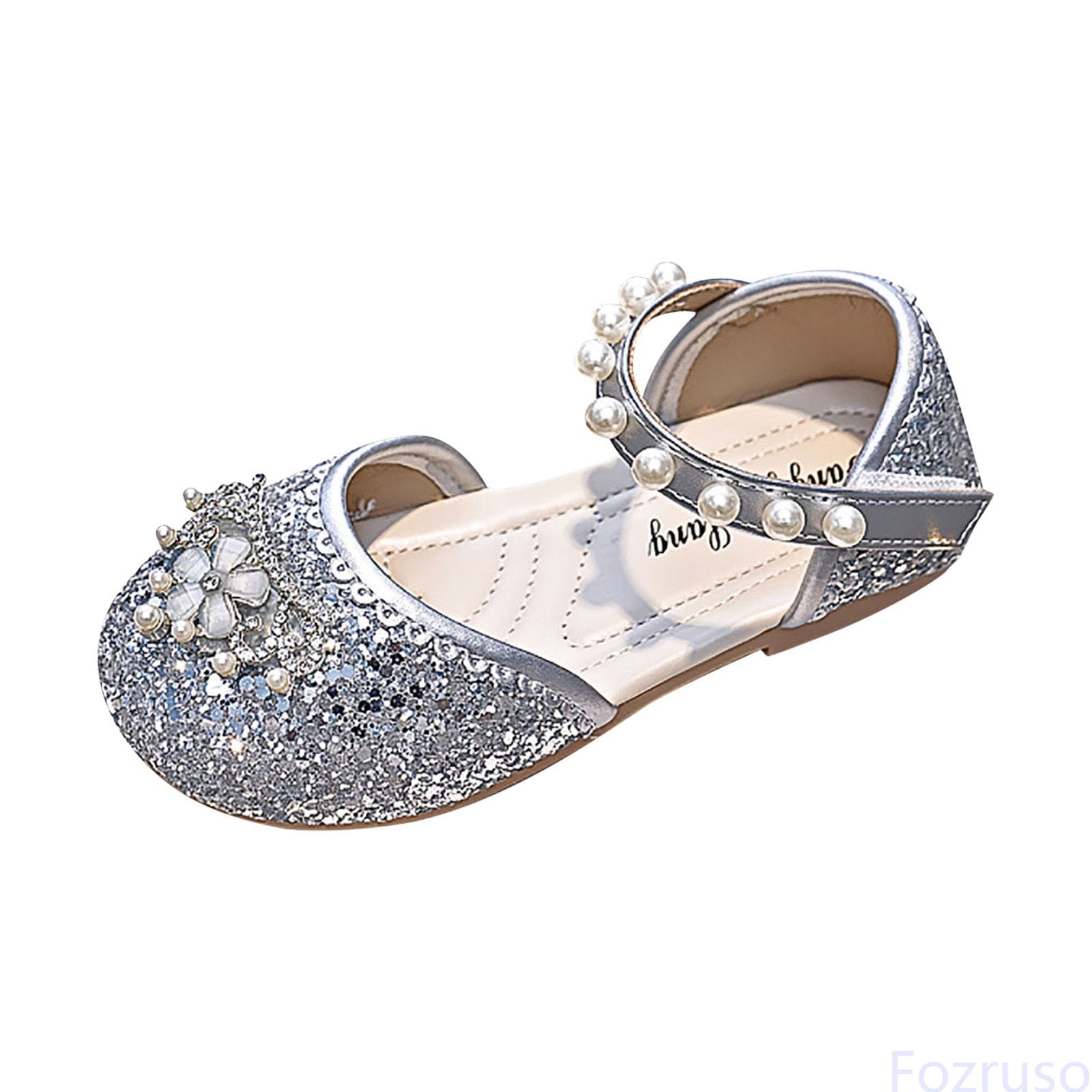 Fozruso Girls Sandals Pearl Strap Princess Leather Shoes,Sizes 10 ...