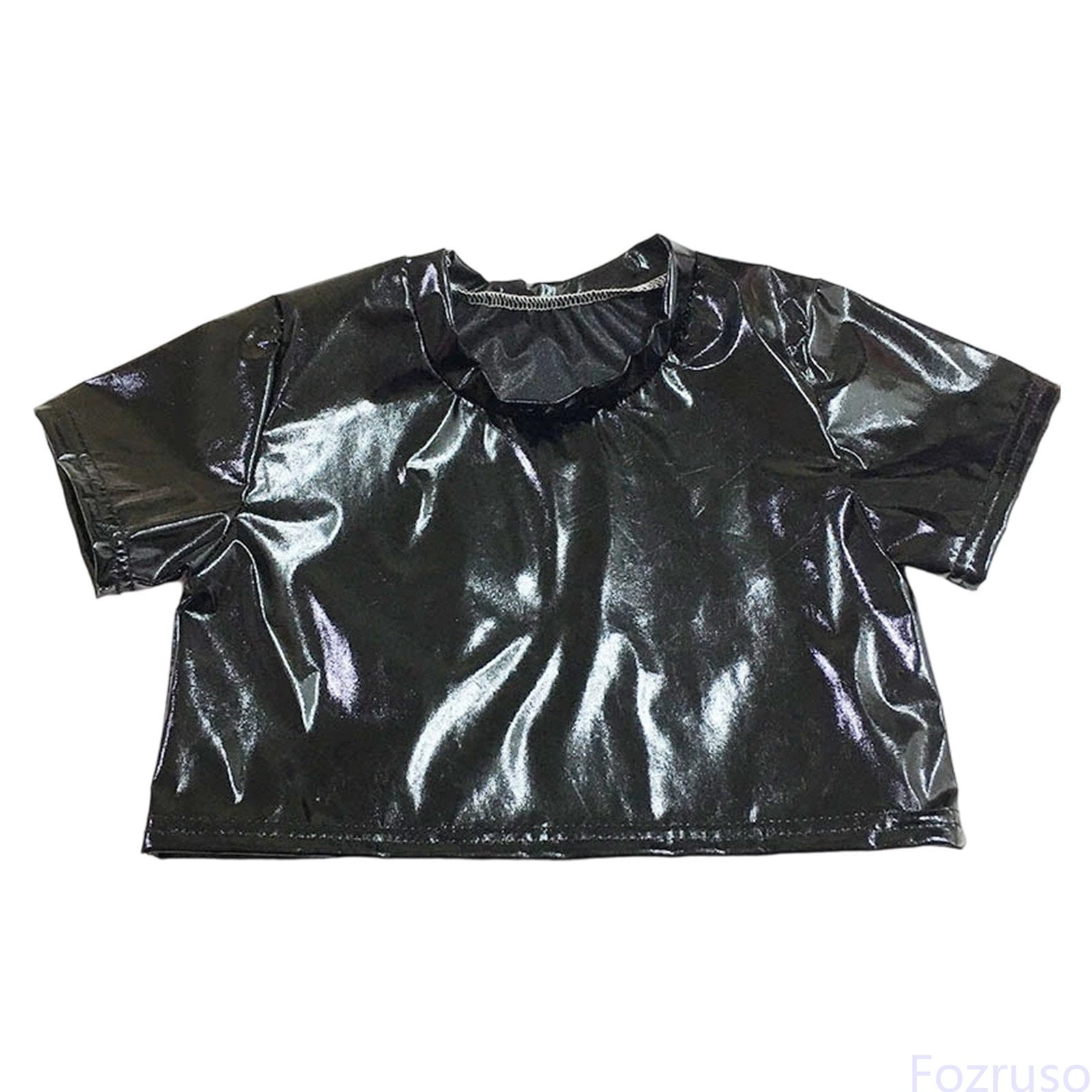 Fozruso Girls Shiny Performance Top Cool Robot Dance Short Sleeve Crop ...