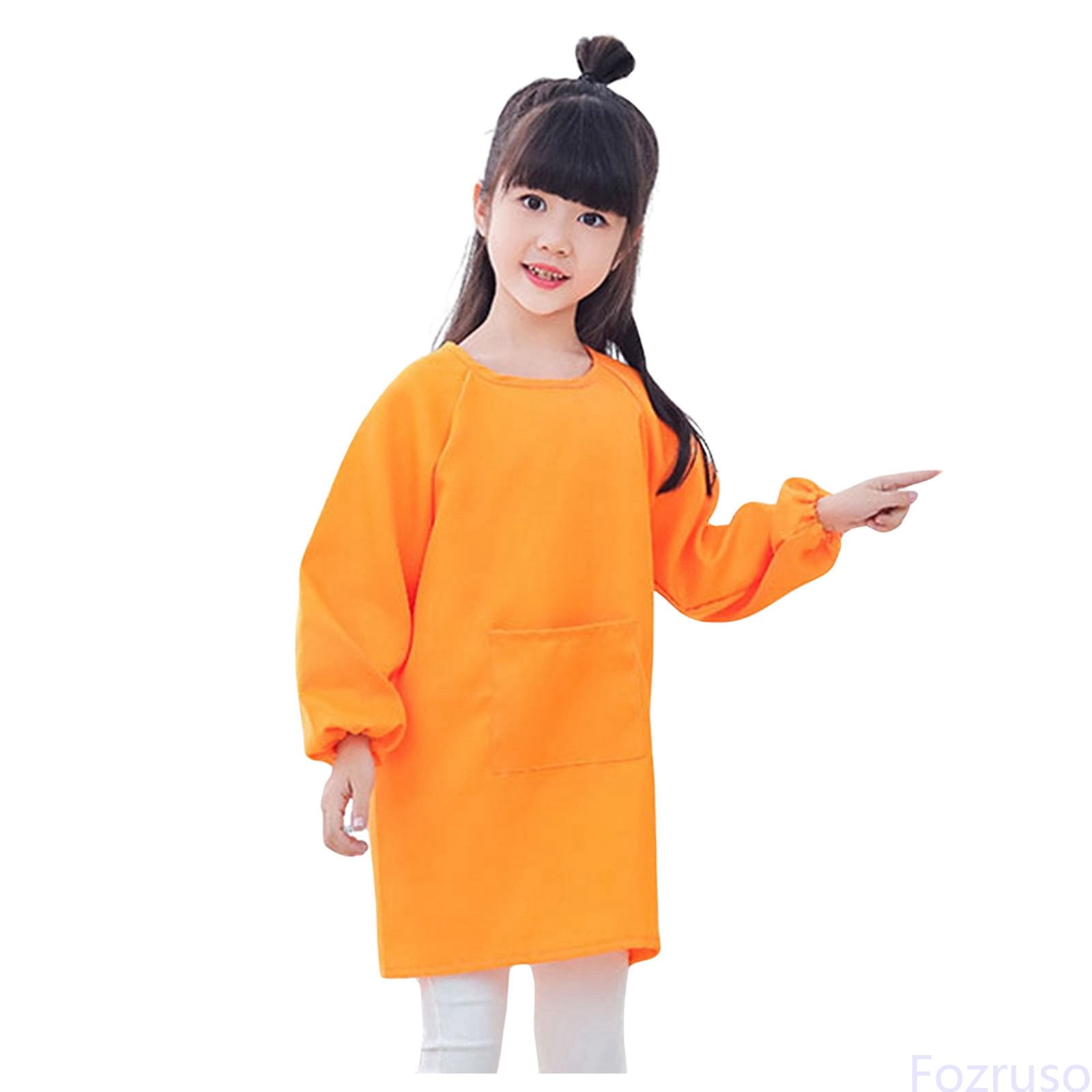 Fozruso Kid Art Smock Solid Color With Pocket Apron For Children ...