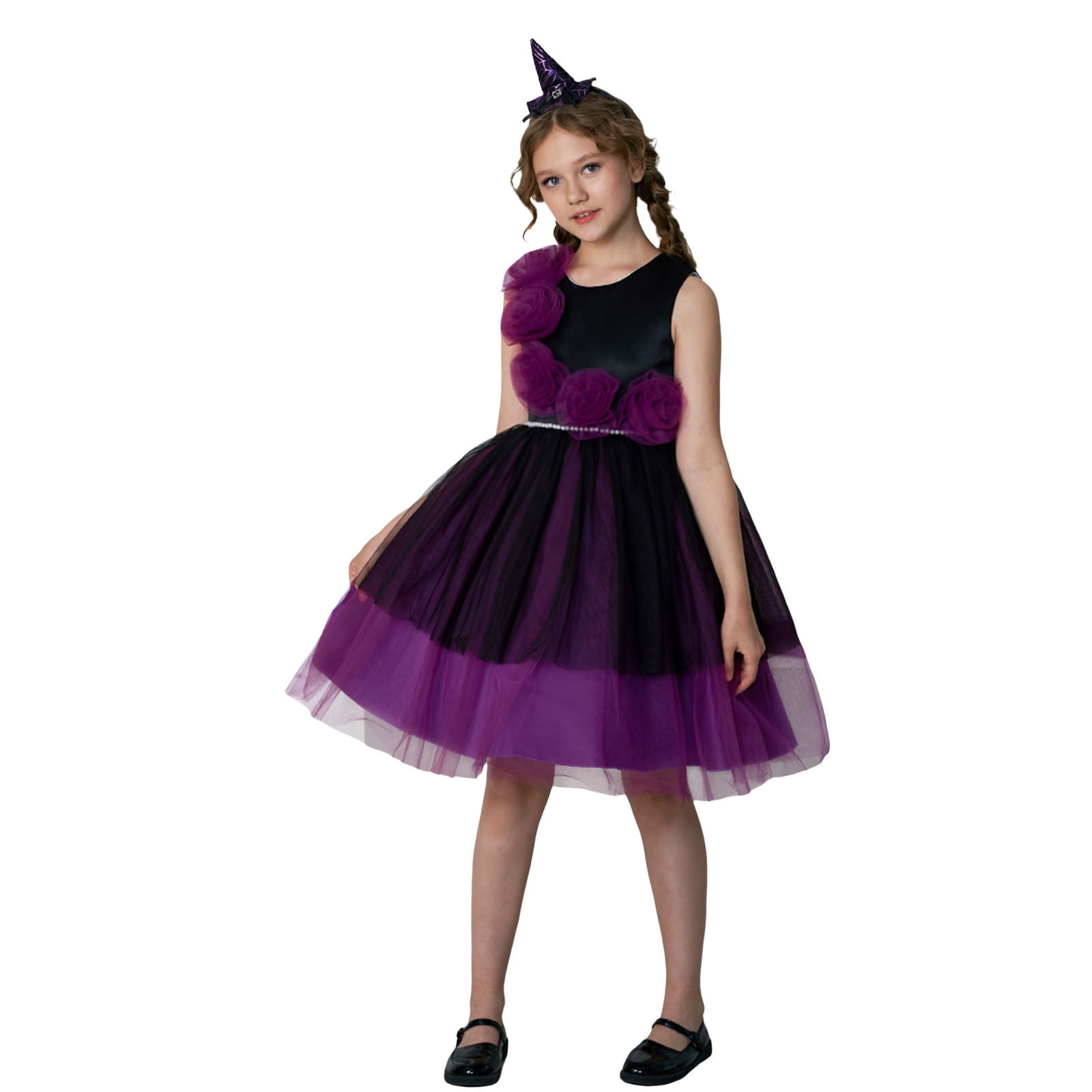 Fozruso Kids Girls Floral Tulle Pageant Dress Party Child Gown Princess ...