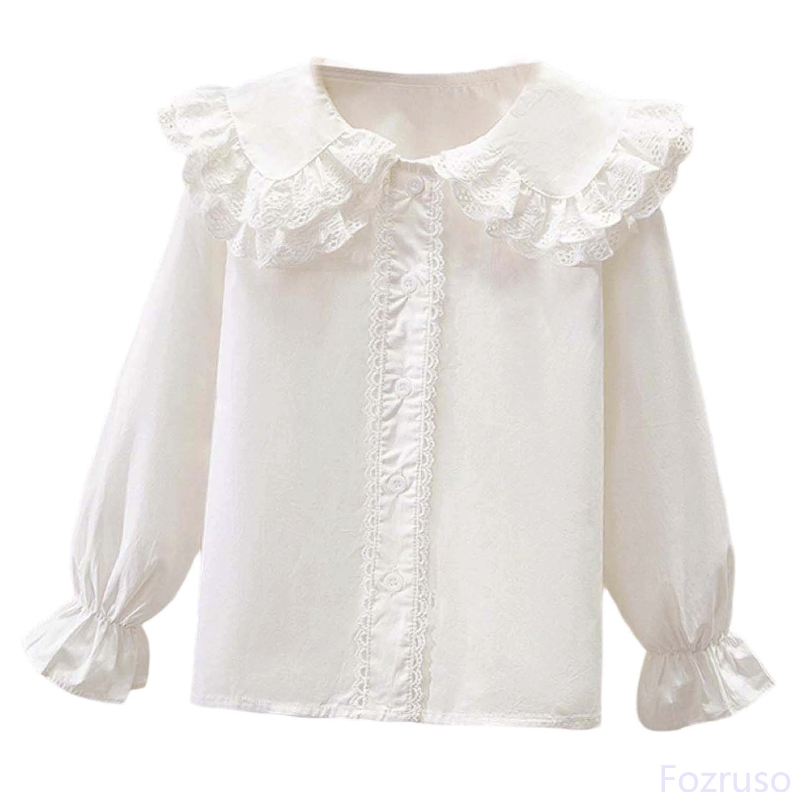 Fozruso Kids Girls Long Sleeve Party Blouses Kids Elegant Ruffled ...
