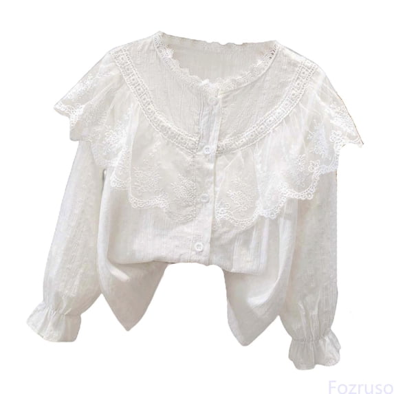 Fozruso Kids Girls Long Sleeve Party Blouses Kids Elegant Ruffled ...
