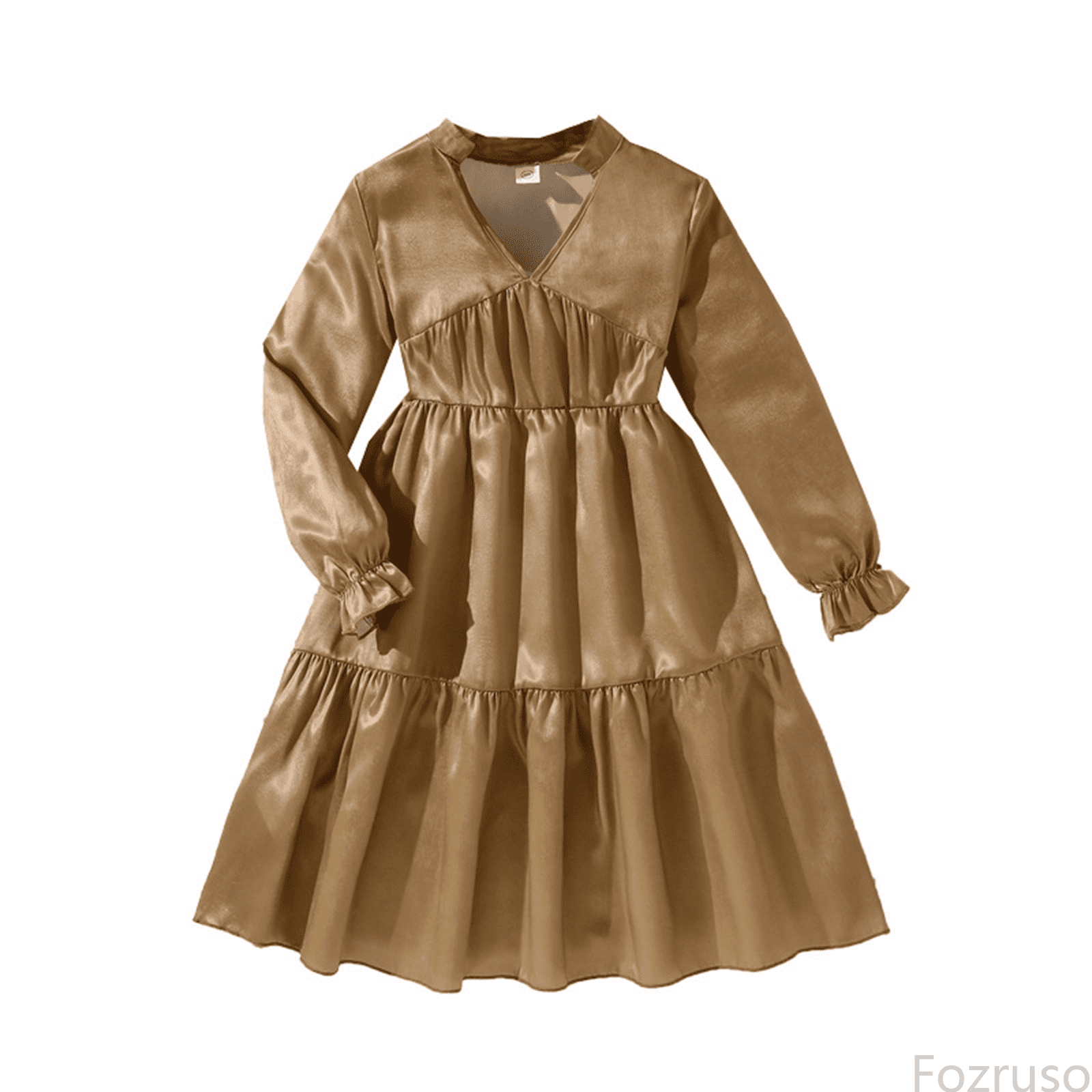 Fozruso Little Girls Fluffy Dresses Girls V Neck Party Dress With ...