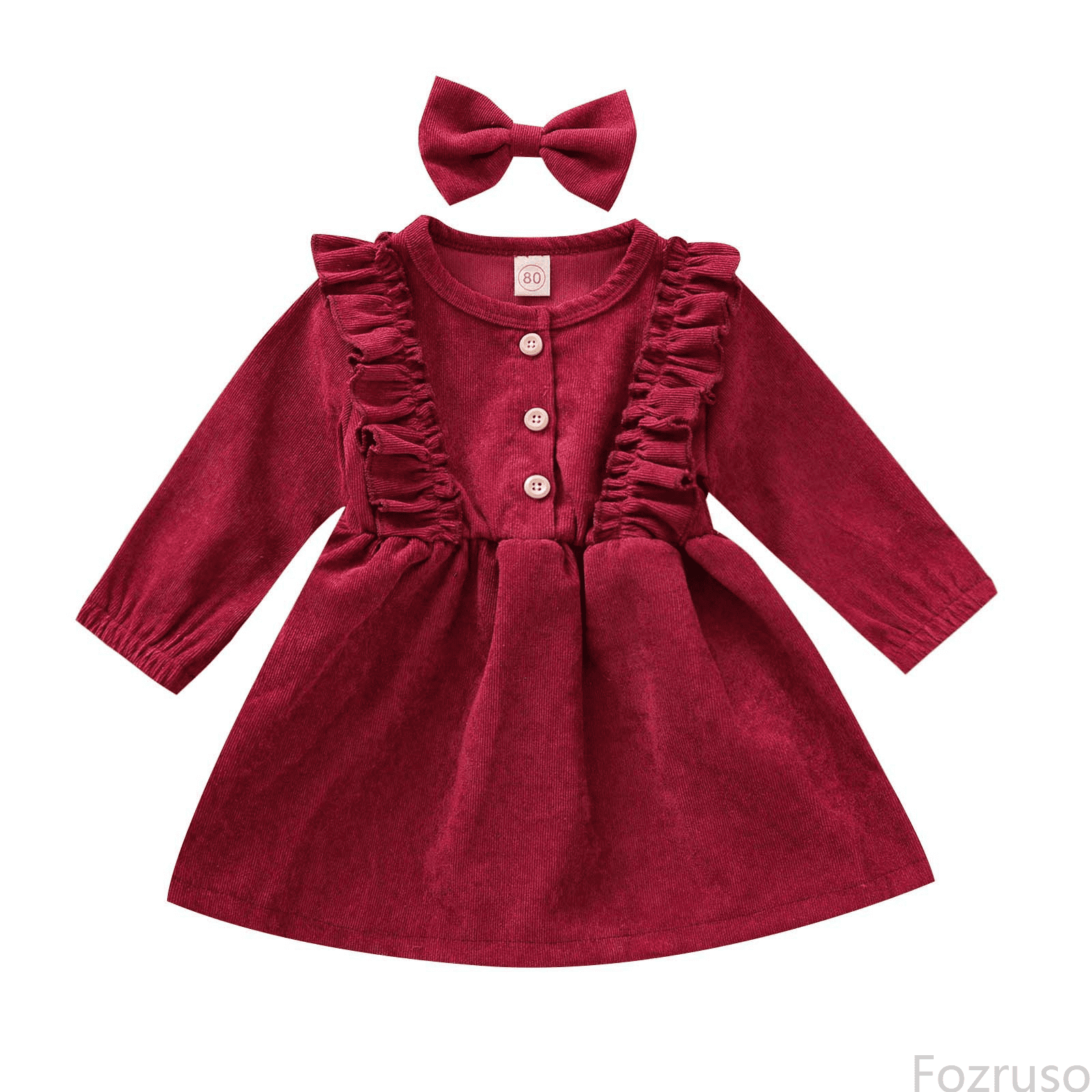 Fozruso Little Girls Fluffy Dresses Long Sleeve Corduroy Pinafore Dress ...