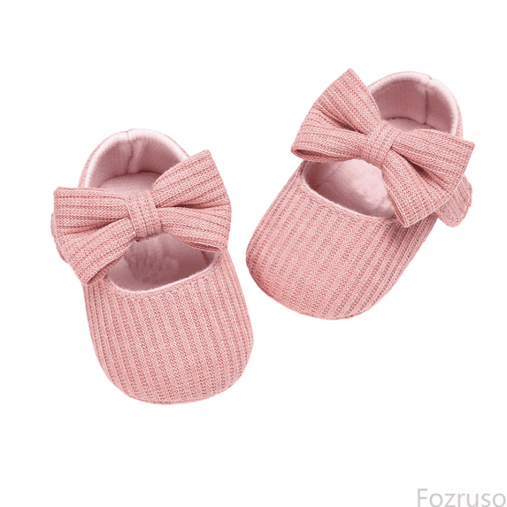 Fozruso Soft Yarn Knit Baby Sneakers With Bow For Infant Girls First ...