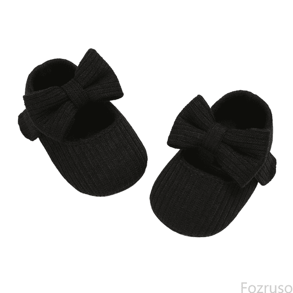 Fozruso Soft Yarn Knit Baby Sneakers With Bow For Infant Girls First ...
