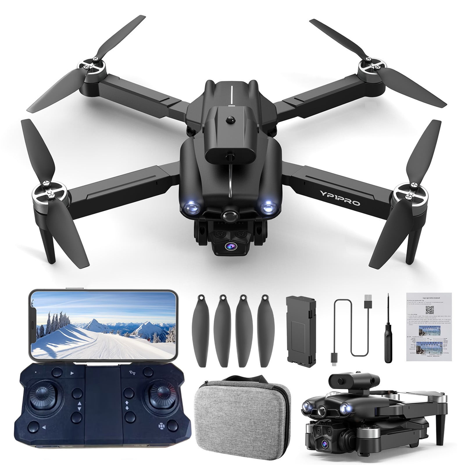 Fpv Drone,Brushless Motor Drones with 5 Cameras Wind Resistance ...