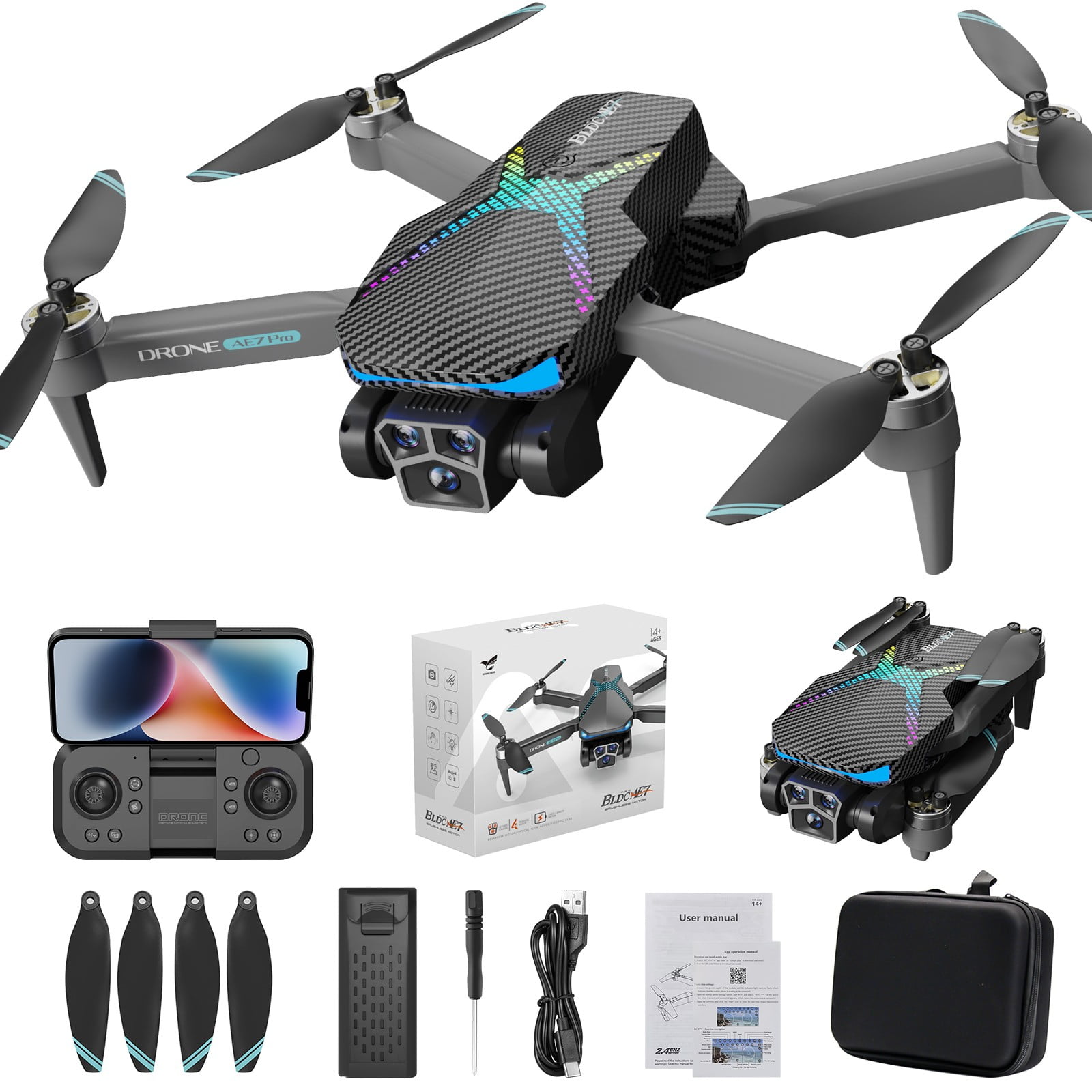 Fpv Drone with Esc Camera Brushless Motor and Cool Lights Drones 2.4G ...