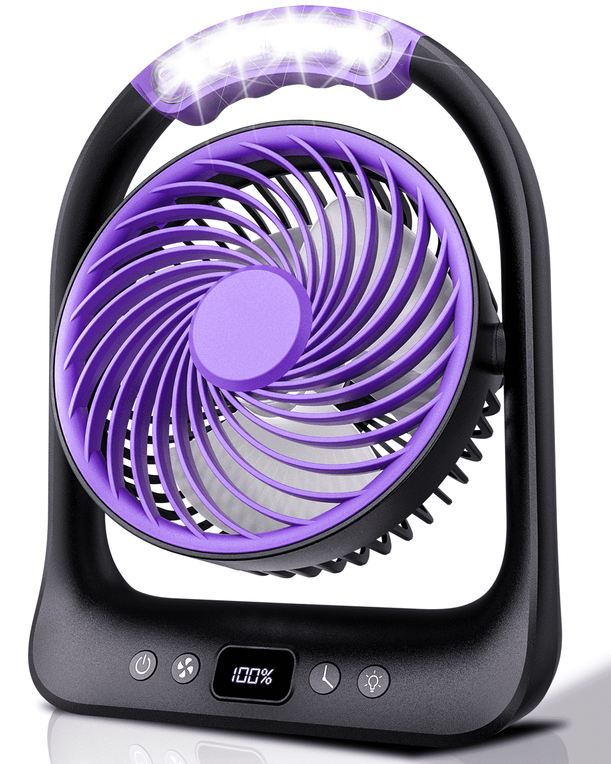 "FrSara 6"" Rechargeable Fan, 20W, 3 Speeds, LED, 6H Runtime, 360°Tilt ...