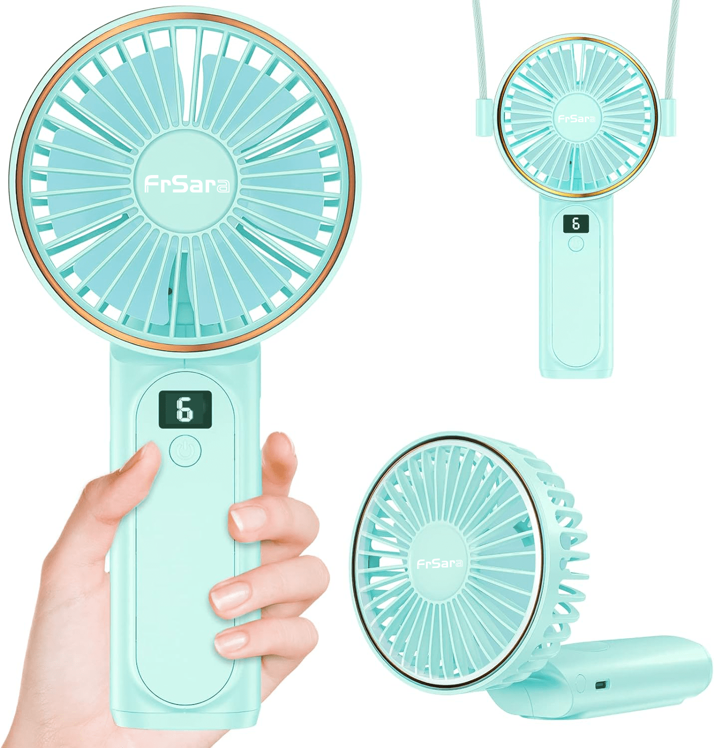 FrSara Cordless 4000mAh Portable Fan, Handheld/Desktop/Neck, Adjustable ...