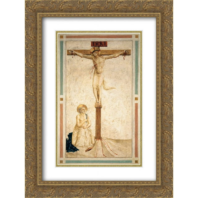 Fra Angelico 2x Matted 18x24 Gold Ornate Framed Art Print 'Crucifixion with St. Dominic ...