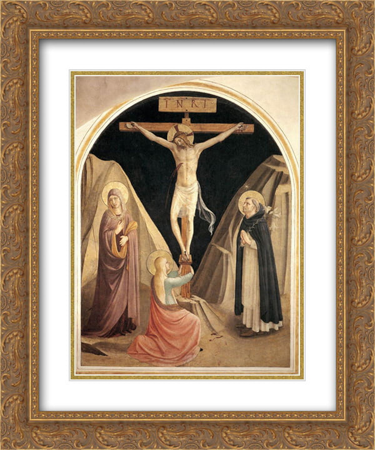 Fra Angelico 2x Matted 20x24 Gold Ornate Framed Art Print 'Crucifixion with the Virgin, Mary ...