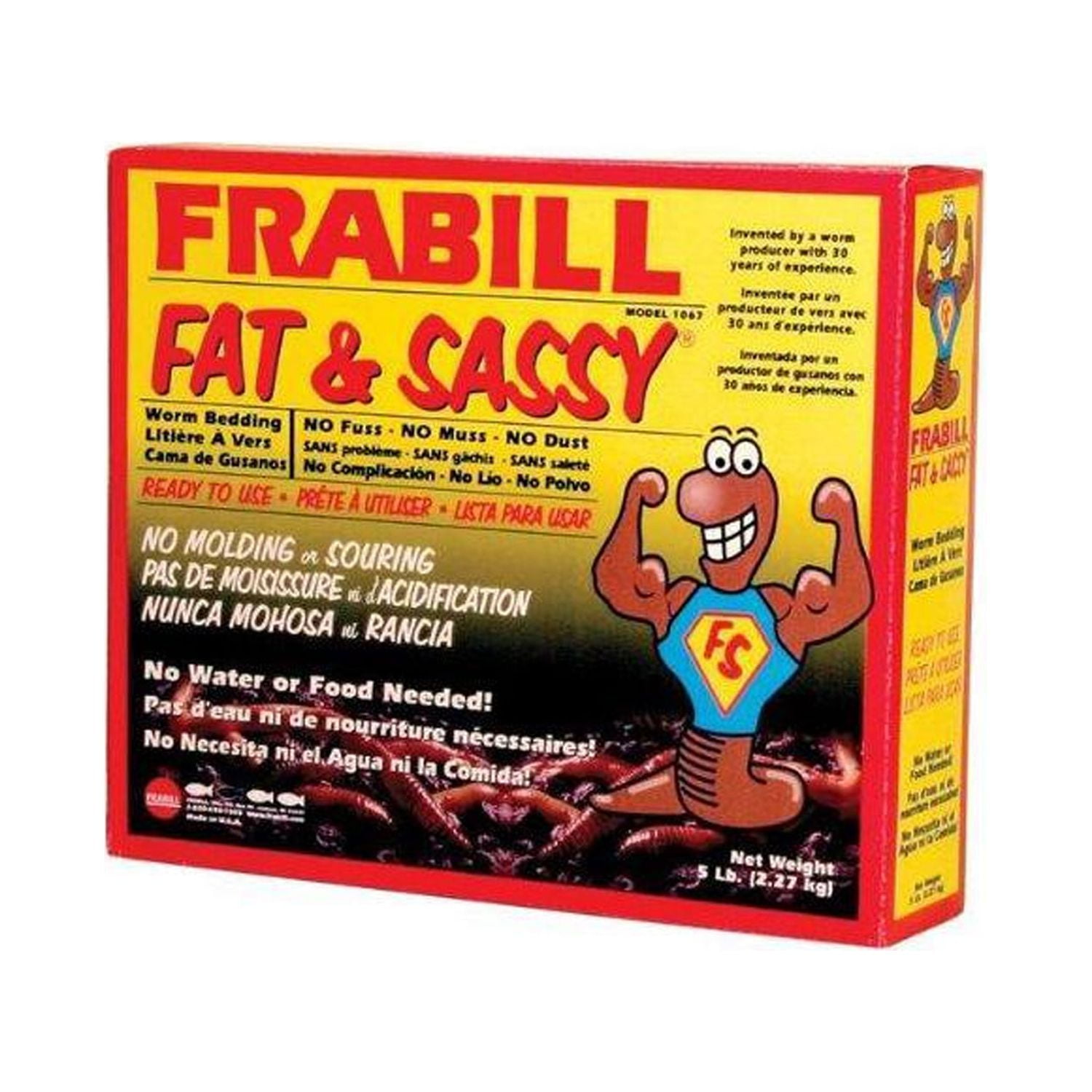 Frabill Fat and Sassy No Mix Biodegradable Worm Crawler Bait Bedding, 5 ...