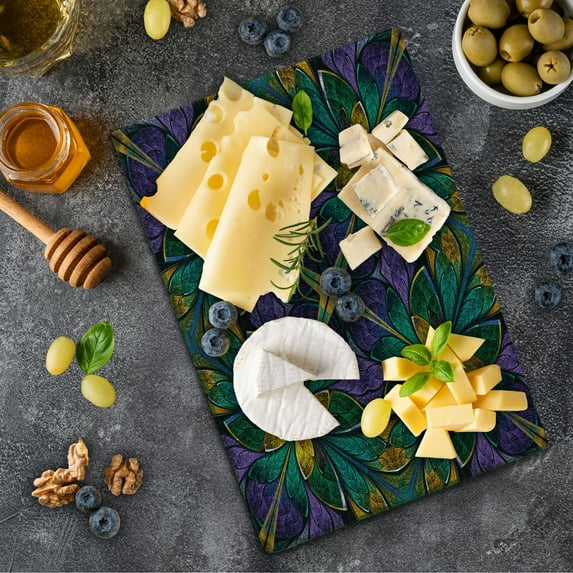 Fractal Cutting Board, Antique Ornate Symmetric Stained Glass Mosaic ...